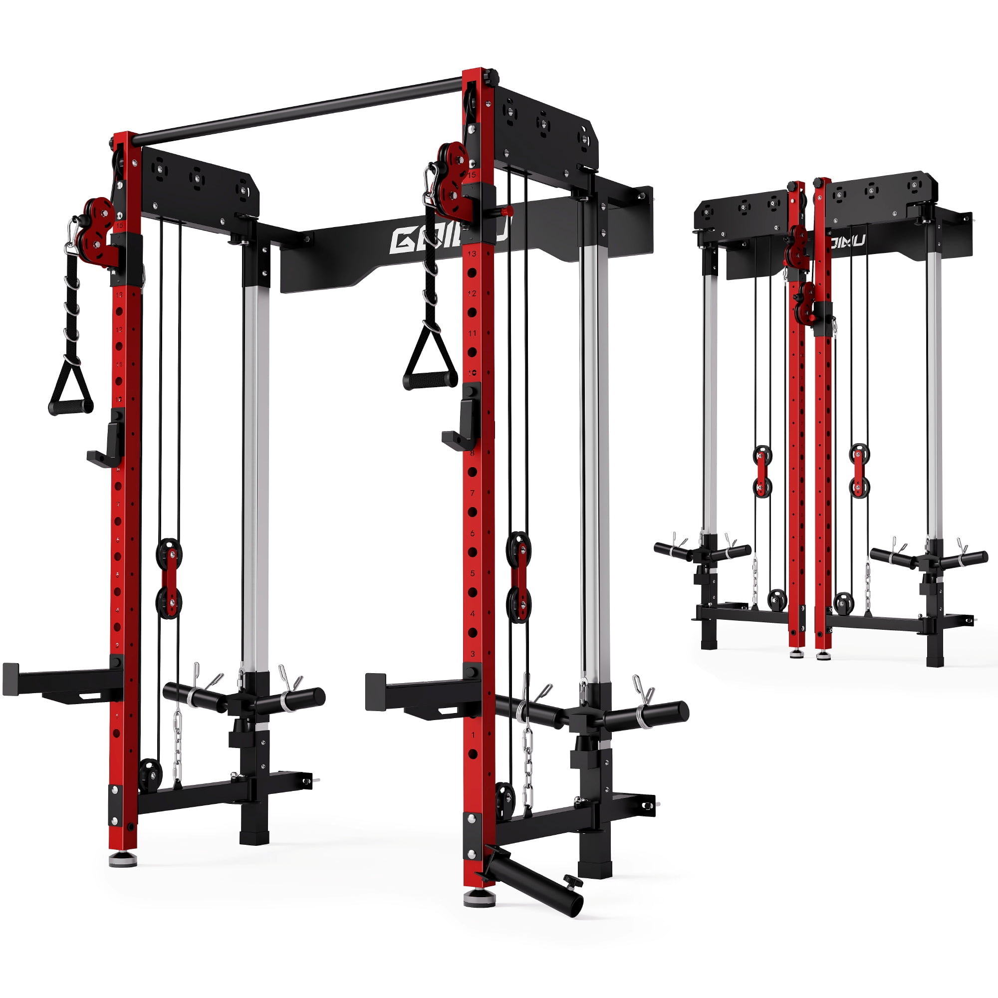 MITONOS Folding Squat Rack, Wall Mounted Power Rack with Cable ...