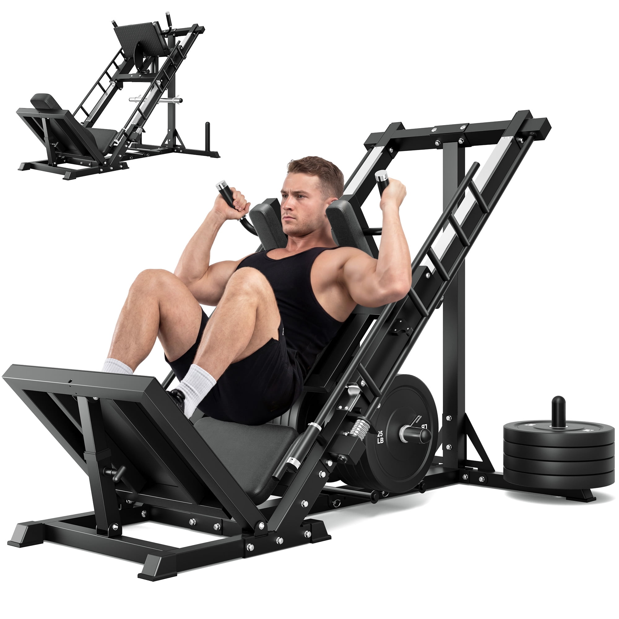 MITONOS Leg Press Hack Squat Machine Combo, 3 in 1 Adjustable Leg Press ...