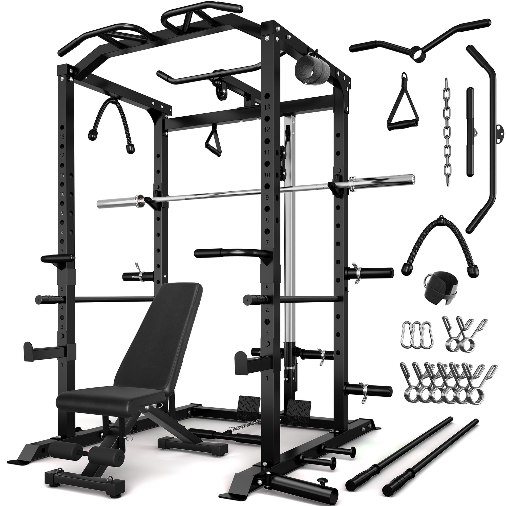 MITONOS Exercise Power Cage with Pull Up Bar,2000LBS Squat Rack with ...