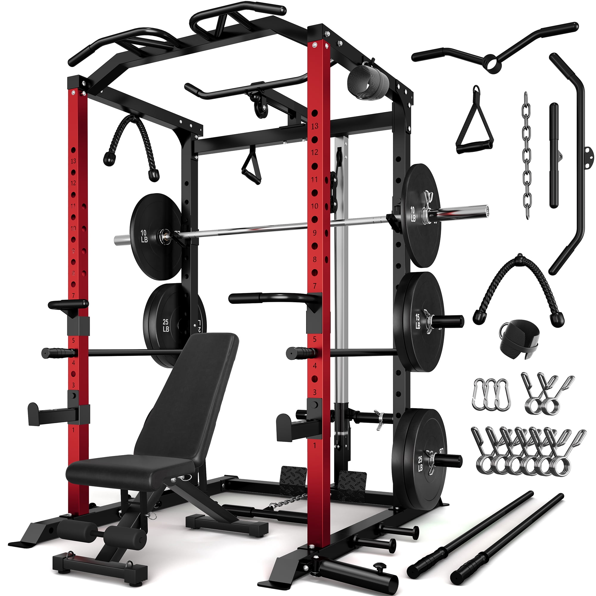 MITONOS Exercise Power Cage with Pull Up Bar,2000LBS Squat Rack with ...