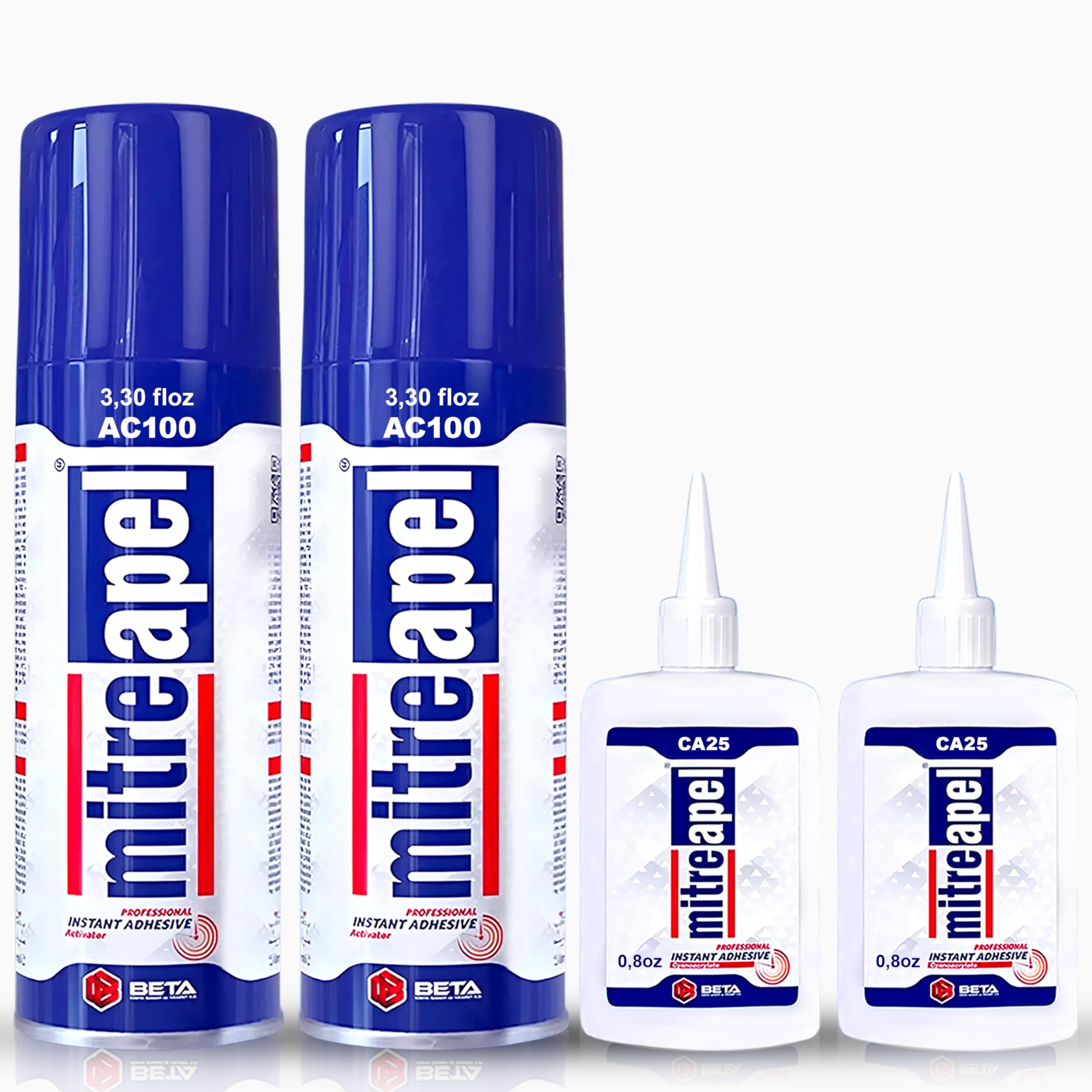 MITREAPEL CA Glue with Activator (2x0.80oz-2x3.30fl oz) Instant Bond ...