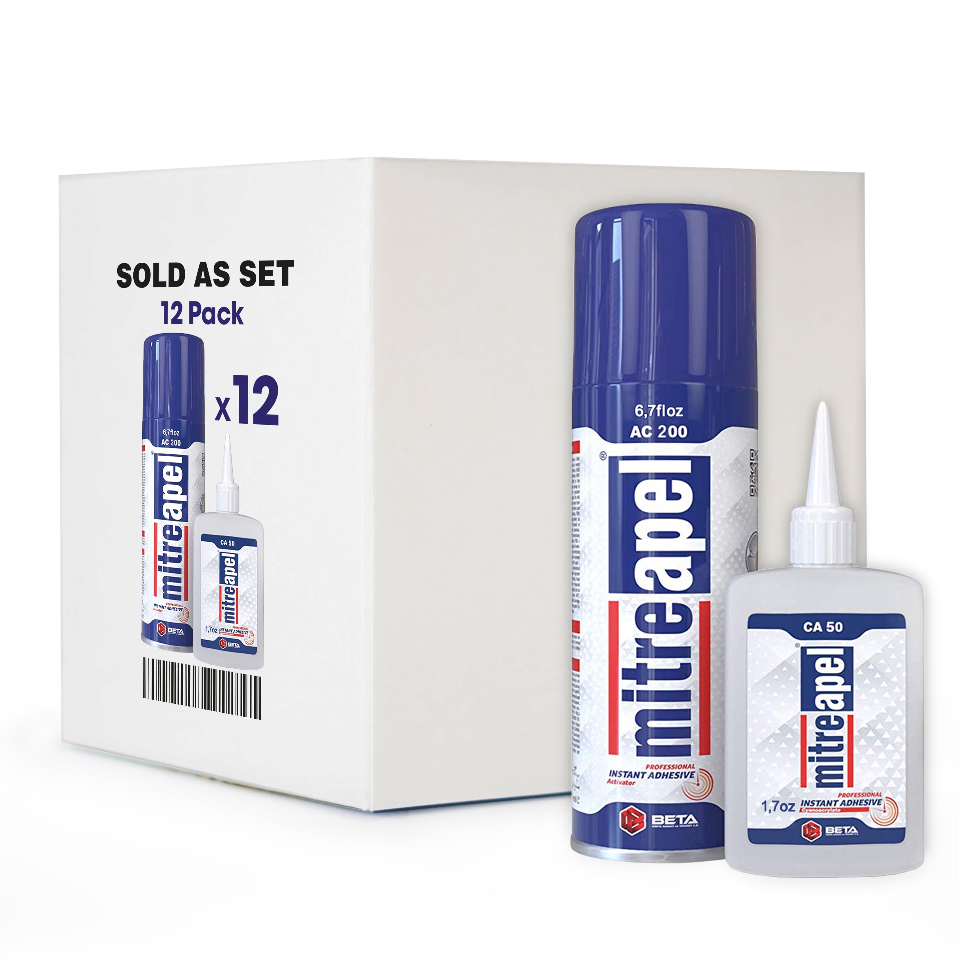 MITREAPEL Instant Glue with Rapid Activator, 12 Pack (12 x 1.7 oz Glue ...