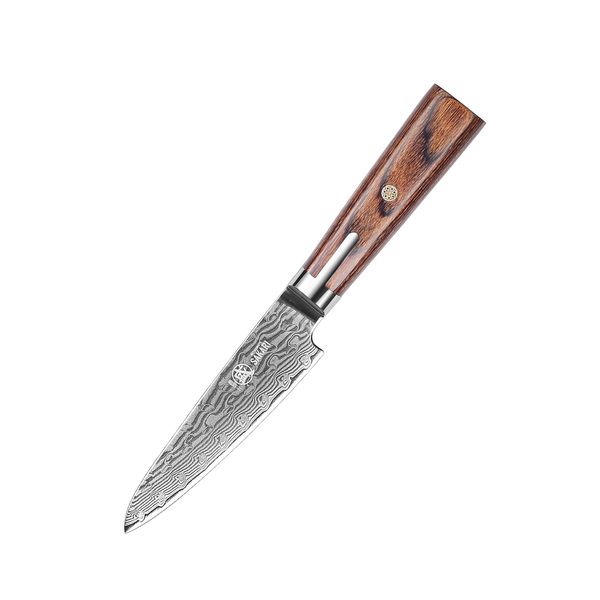 MITSUMOTO SAKARI Paring Knife 4.5 inch, S301 Damascus Steel Precision Fruit & Vegetable Knife ...