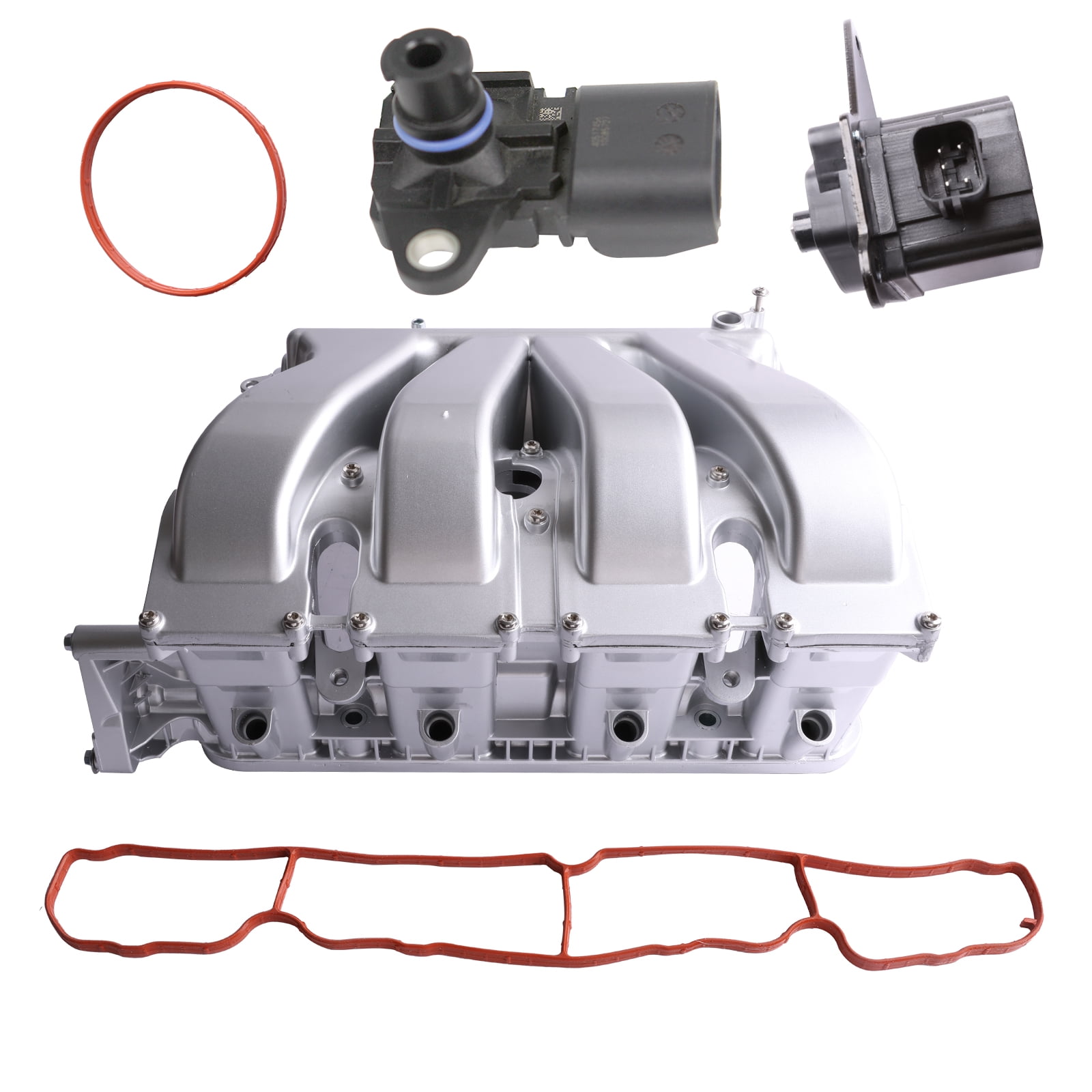 MITZONE Aluminum Intake Manifold w/Runner Control Valve & Air Pressure ...