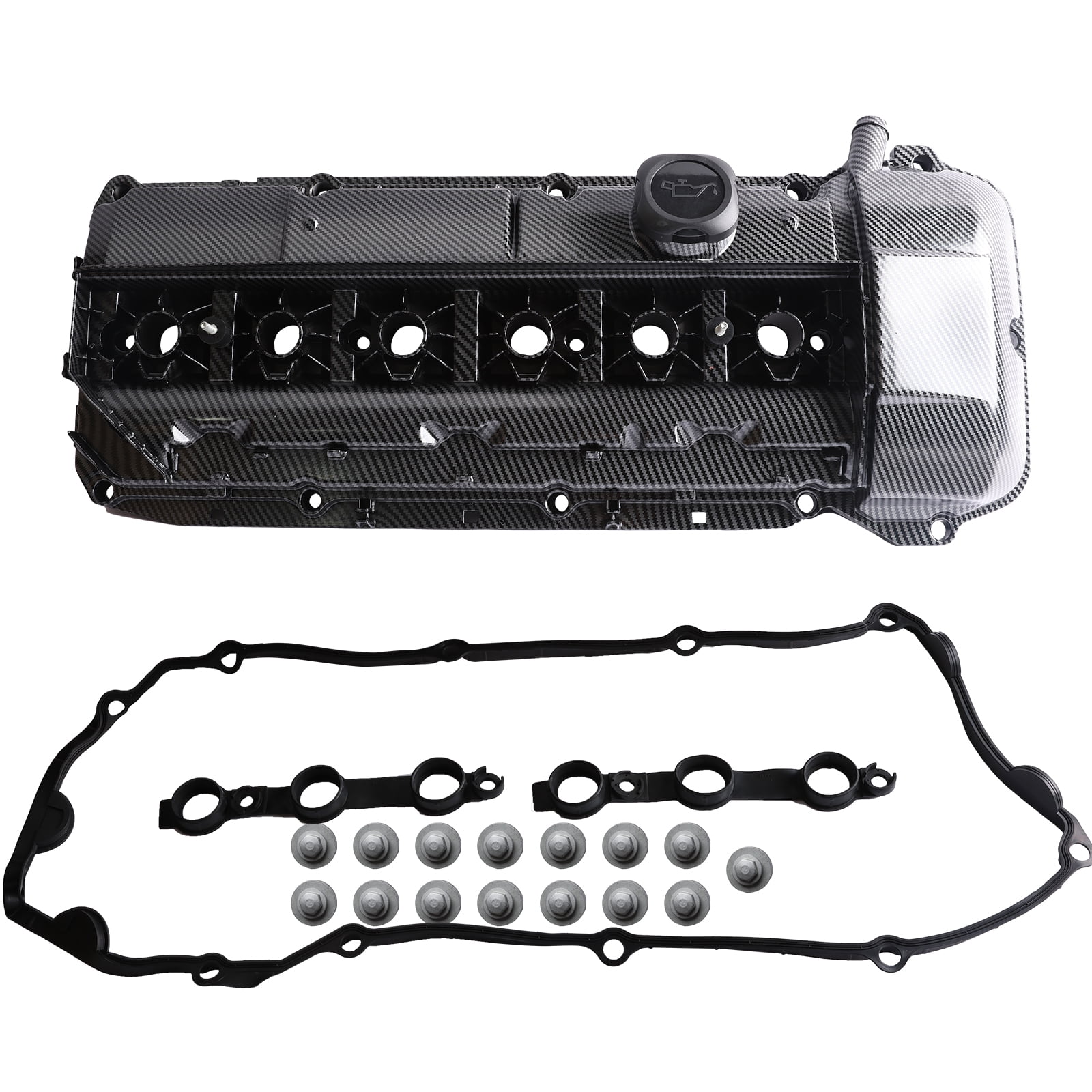 MITZONE Carbon Strip Type Aluminum Engine Valve Cover Spark Plug Seals ...