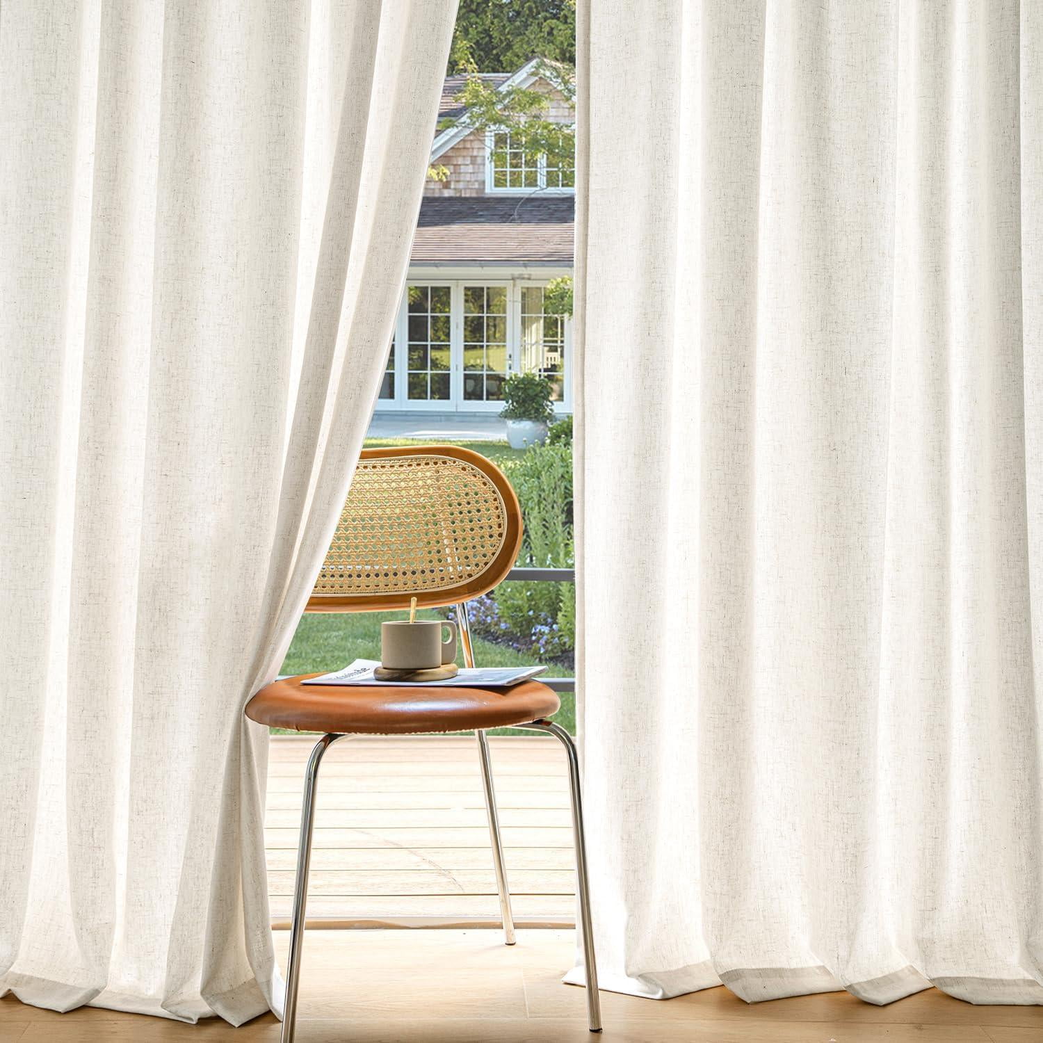 MIULEE Non-See-Through Privacy Linen Curtains 2 Panels, Light Filtering ...