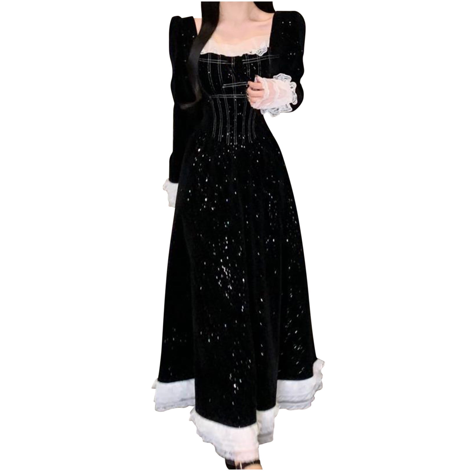 MIUOWANP Fall Dresses for Women Ladies' Plus Size Retro Christmas Party ...