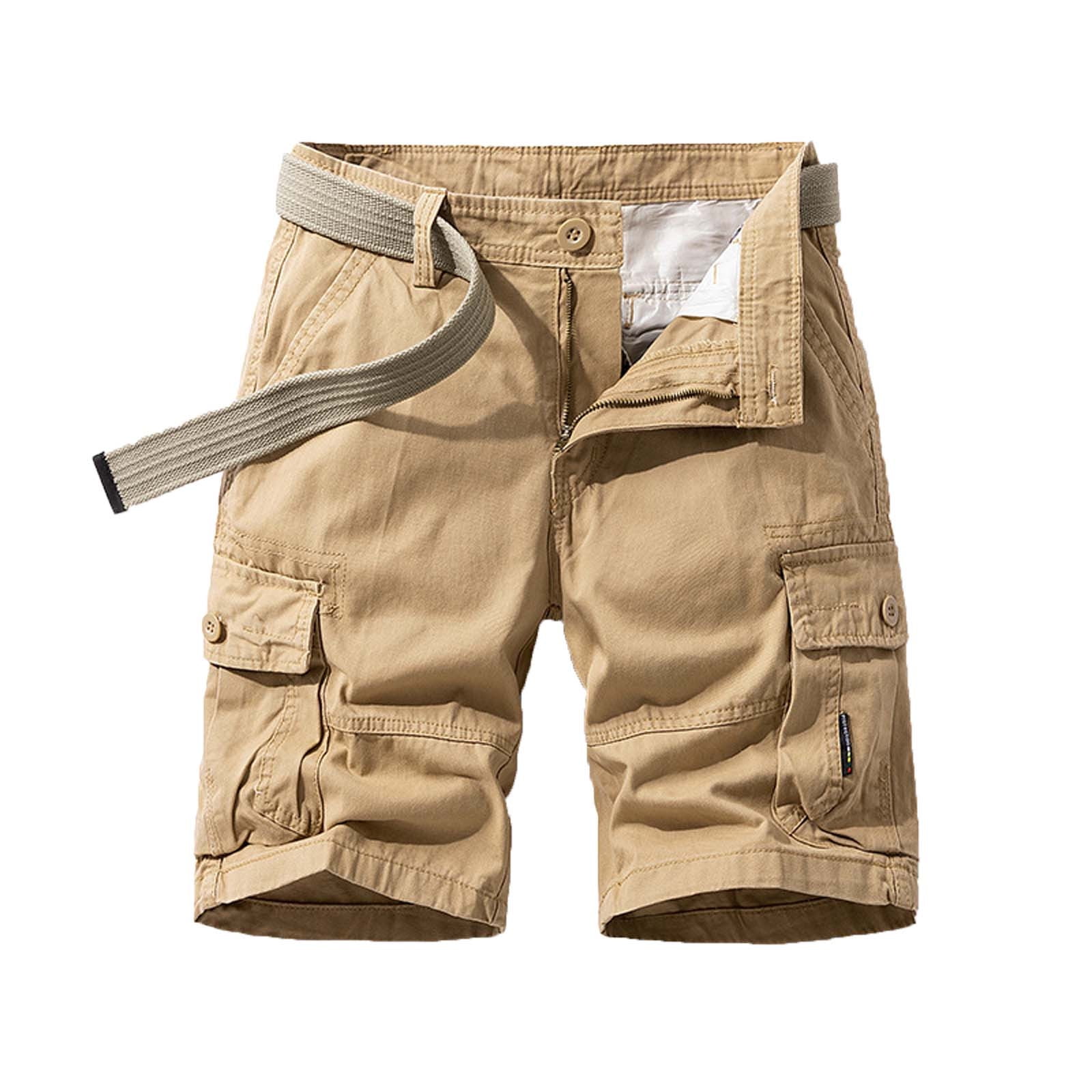 MIUOWANP Summer Men's Casual Shorts with Multiple Button Pockets Solid ...