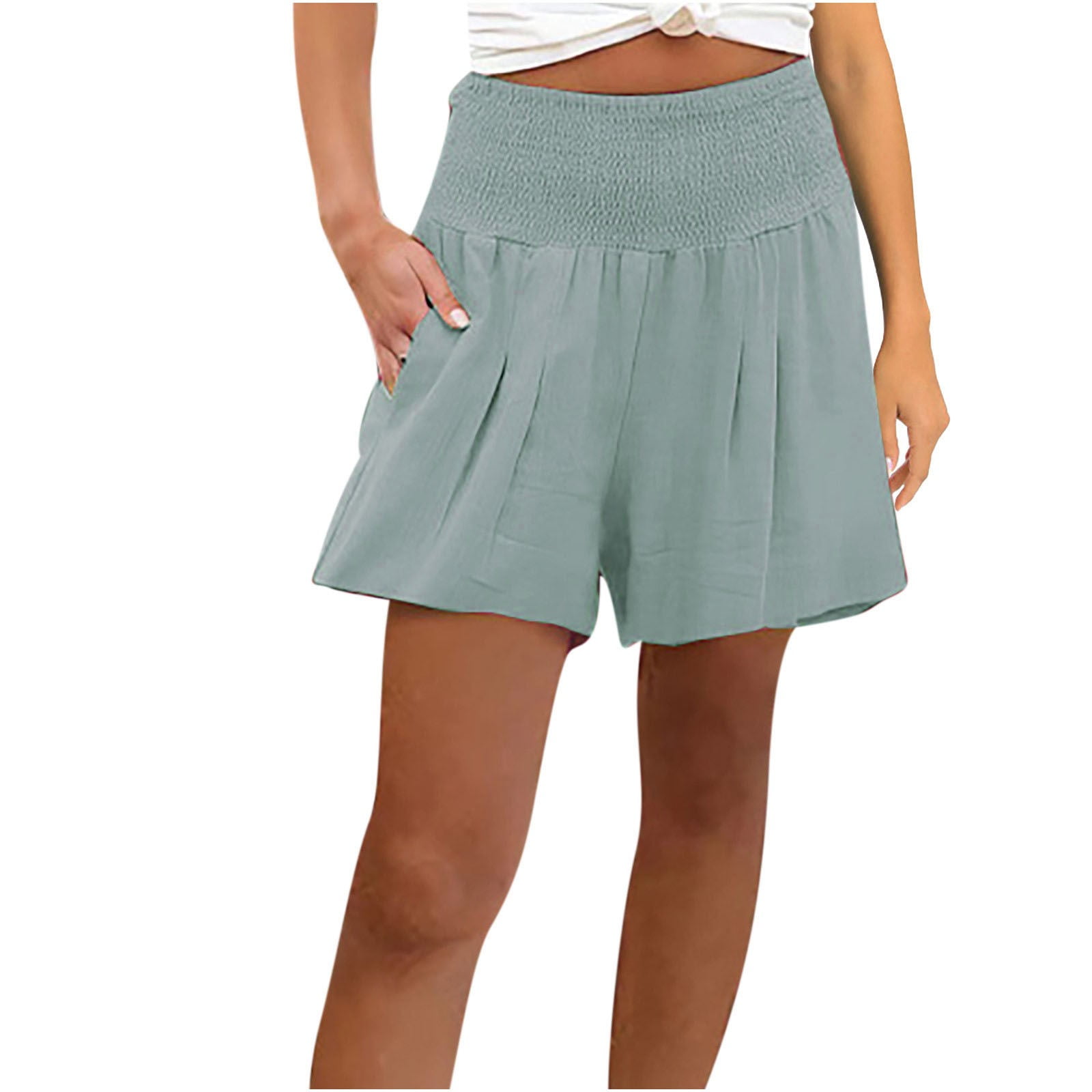 MIUOWANP Summer Women's Casual Loose Folded Shorts for Women Trendy ...