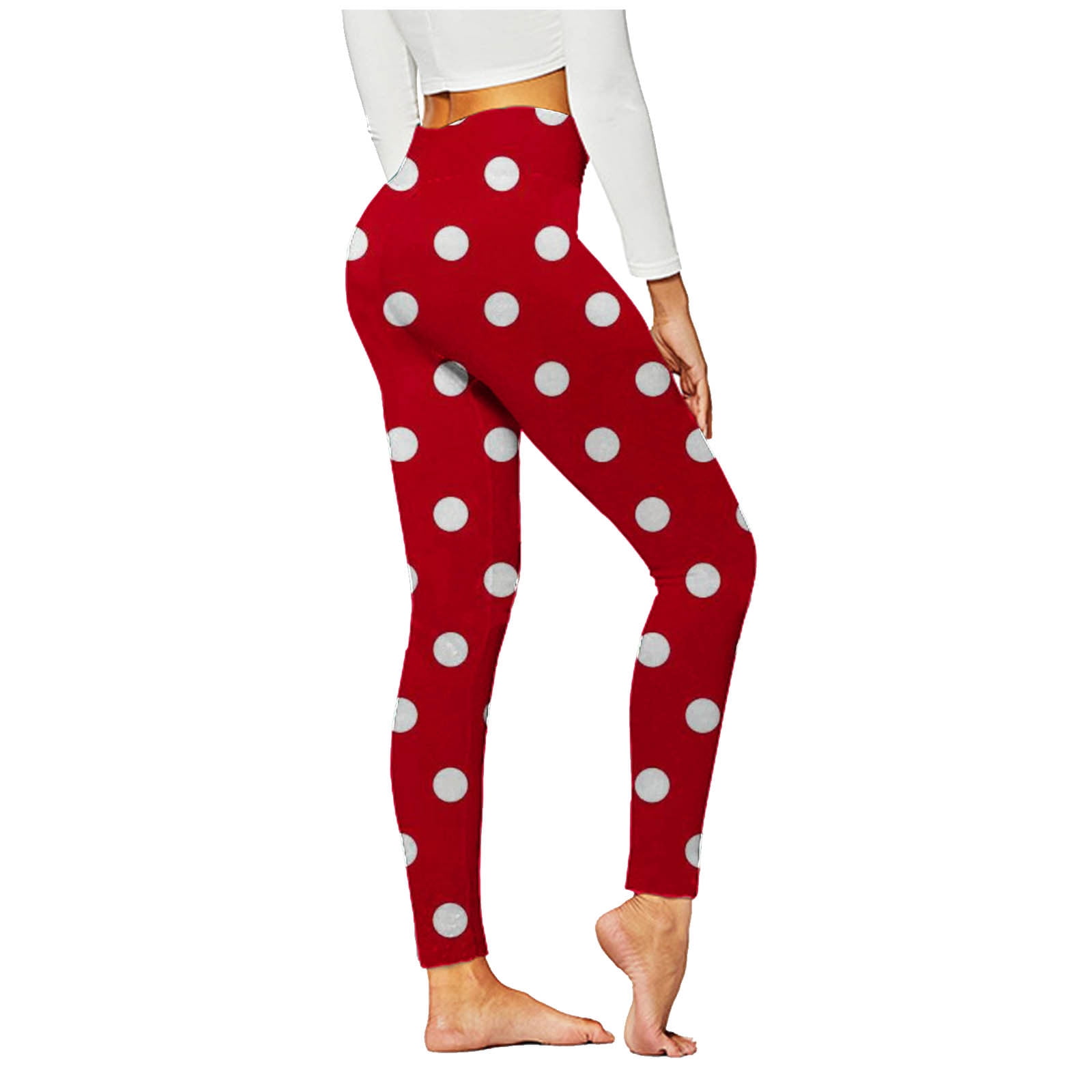 MIUOWANP Women's High Waist Yoga Pants Fitness Training Polka Dot Print ...