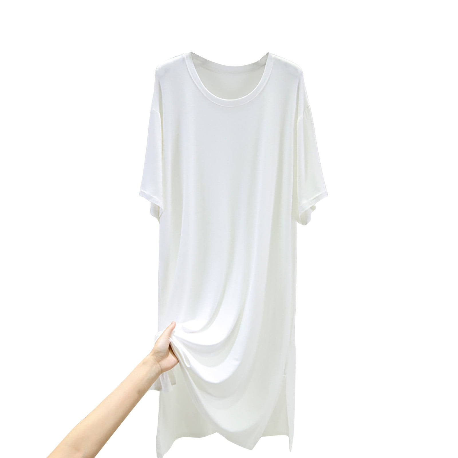 MIUOWANP Women's Summer Outwear Mid length Thin Loose Round Neck Bottom ...