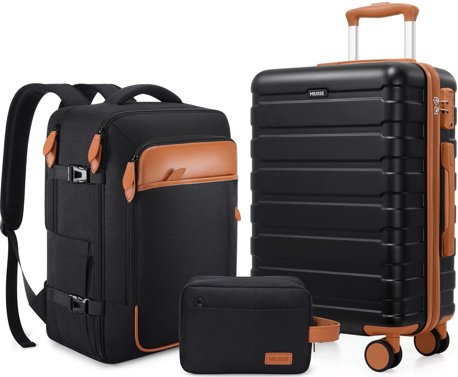 MIUSSE Hard Shell Luggage Sets 3 Piece, Luggage with Backpack Set, 20 ...