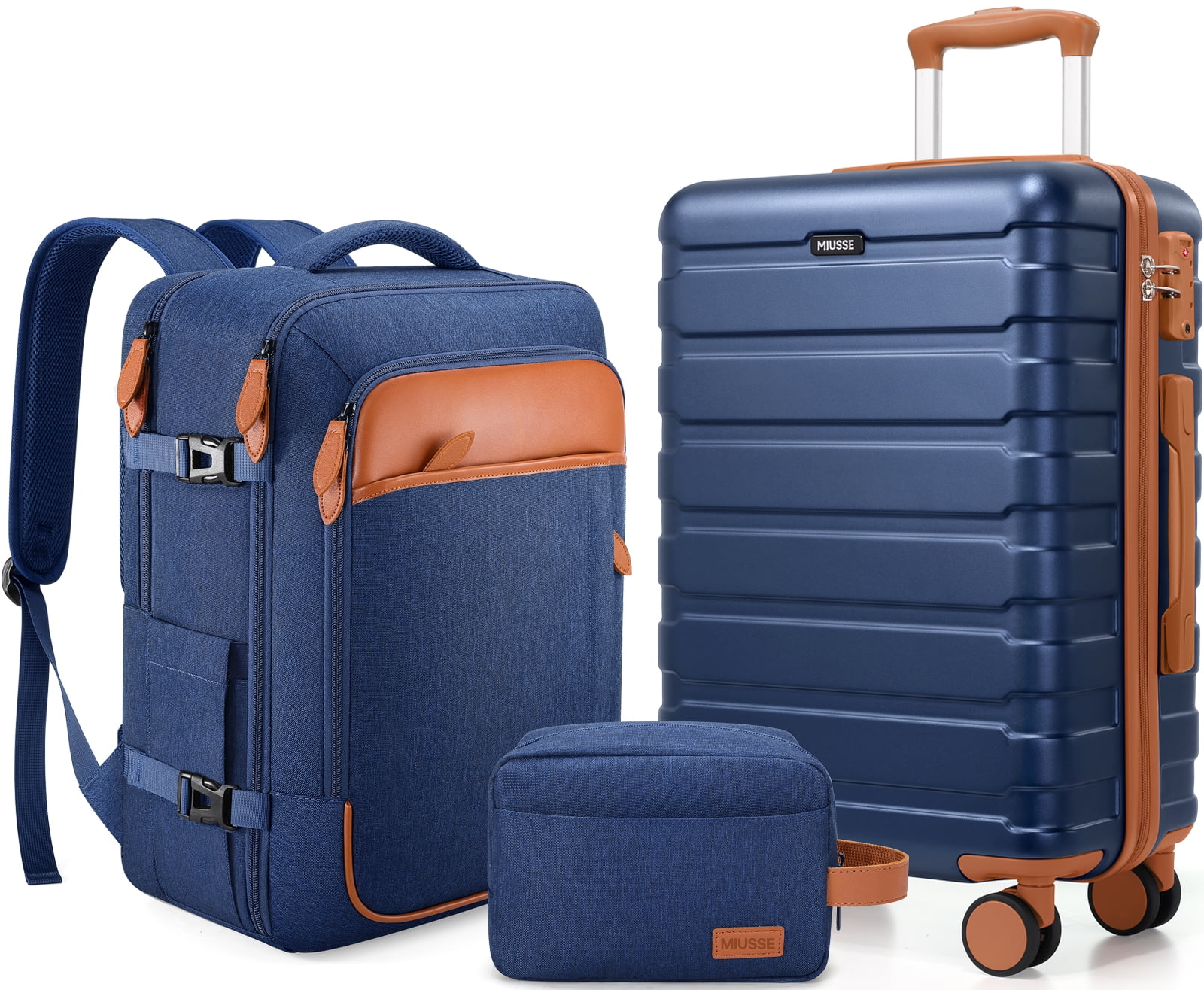 MIUSSE Hard Shell Luggage Sets 3 Piece, Luggage with Backpack Set, 20 ...