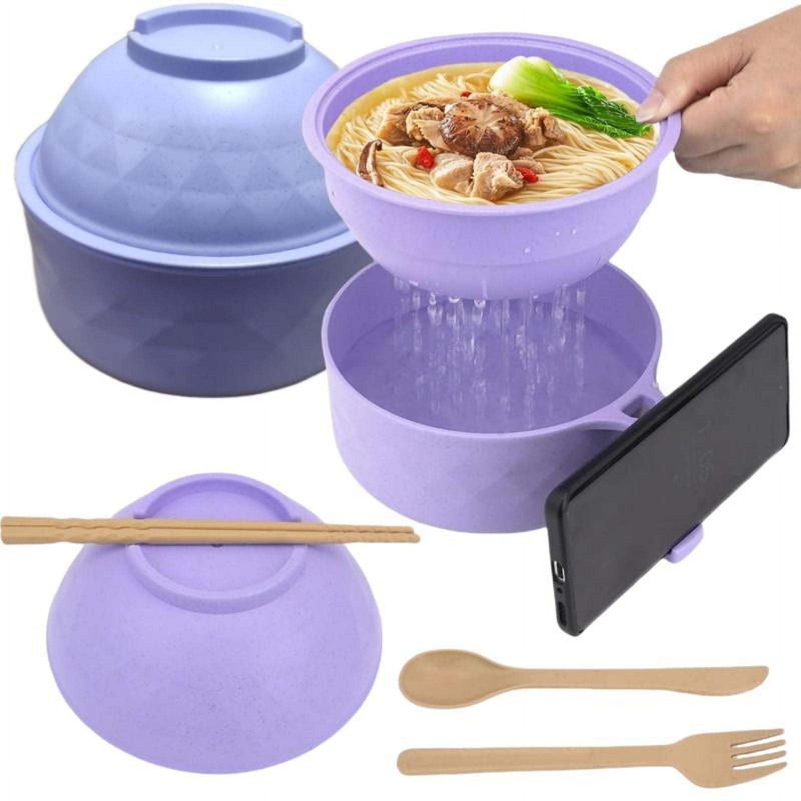 MIUVA Ramen Cooker Ramen Bowl Set with Chopsticks 33oz Microwave Noodle ...