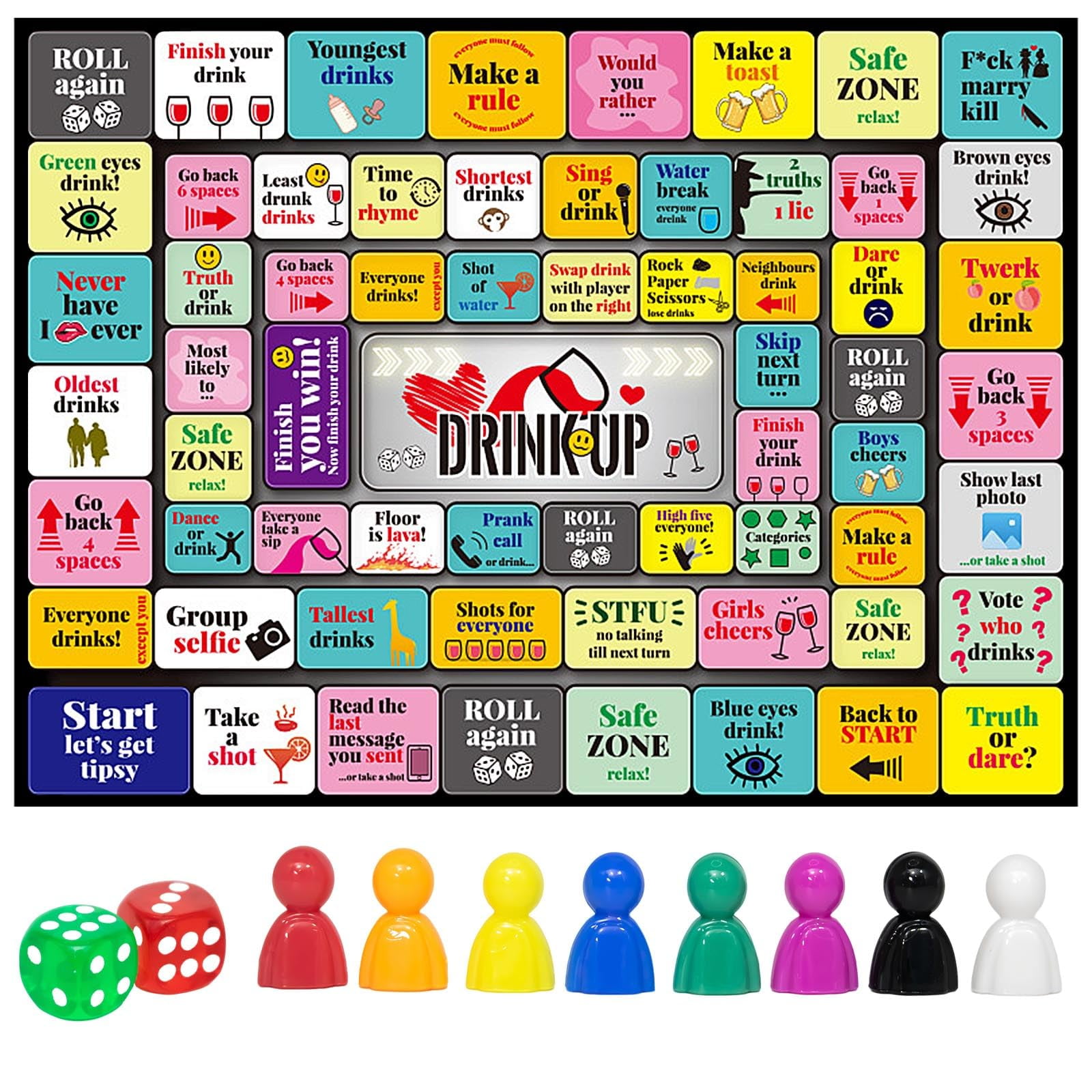 MIWOGA Adult Drinking Games TSF6 for Parties, Rubber Mat Board Game ...