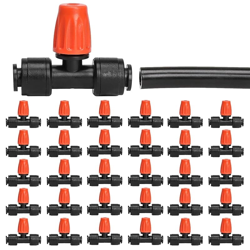 MIXC 60pcs Quick-Connect Drip Irrigation Emitters Fan Shape for 1/4 ...