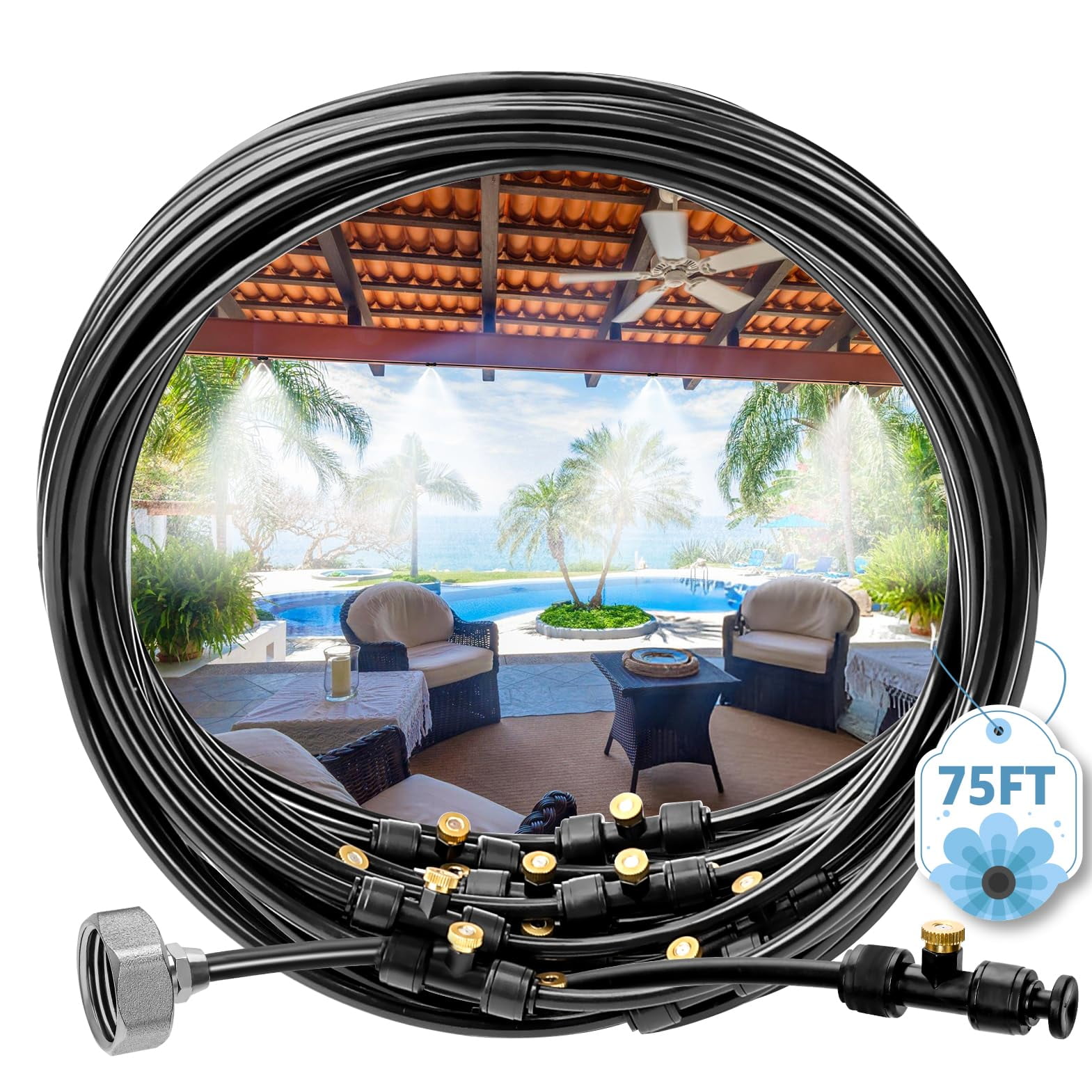 MIXC Misters for Outside Patio, 75FT (23M) Misting Line+23 Mist ...