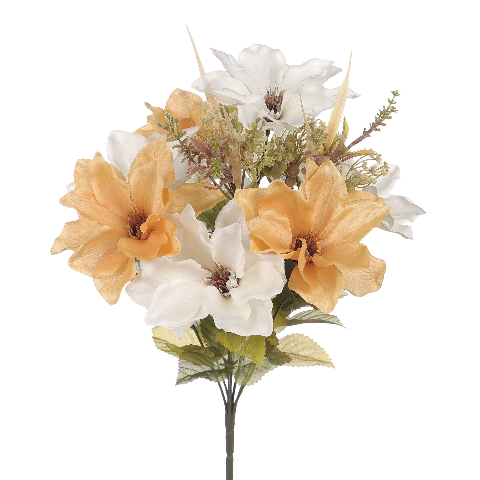 Mainstays 19'' Artificial Floral Mixed Magnolia Bush, Decoration ...