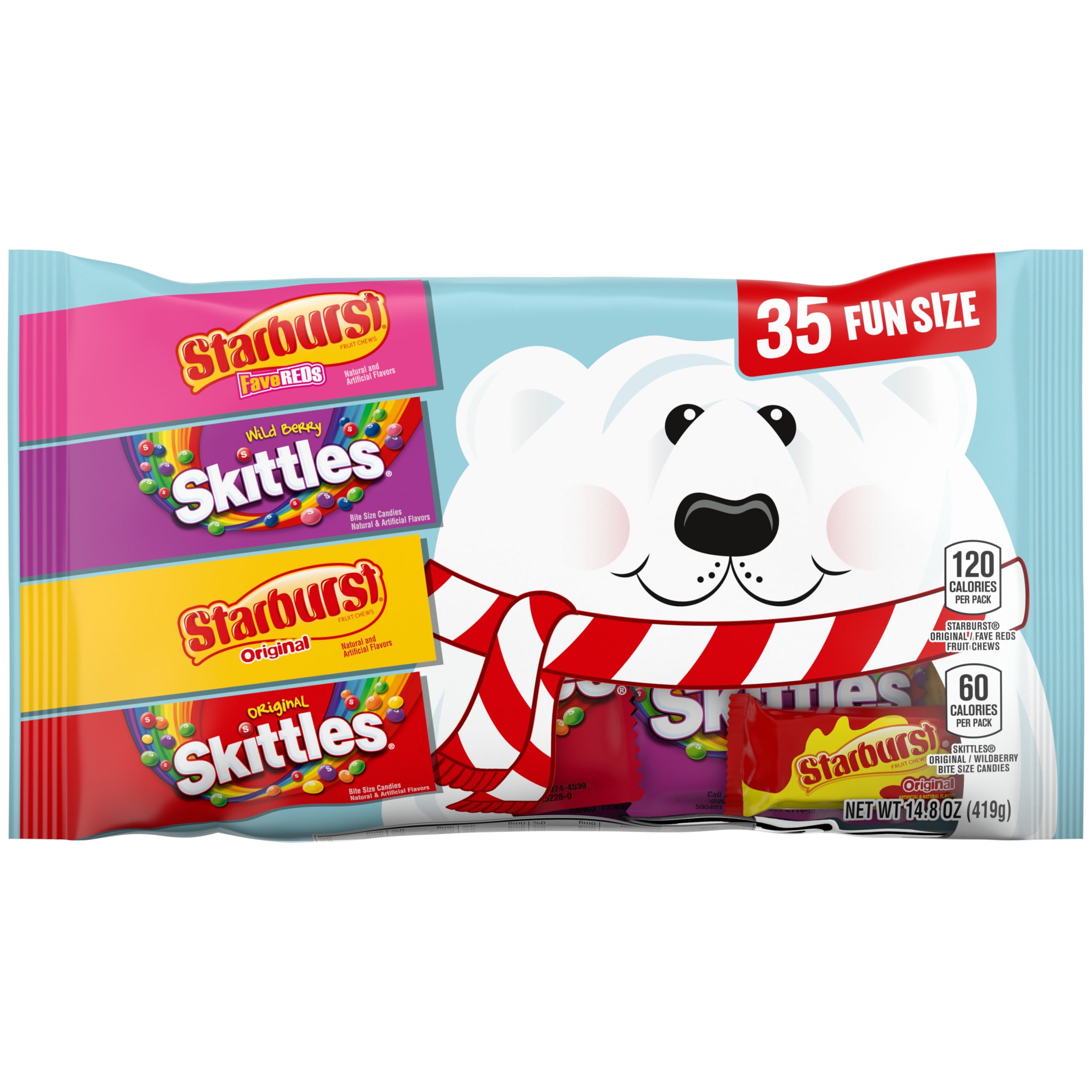 Skittles & Starburst Fun Size Chewy Christmas Candy Variety Pack - 35 ...