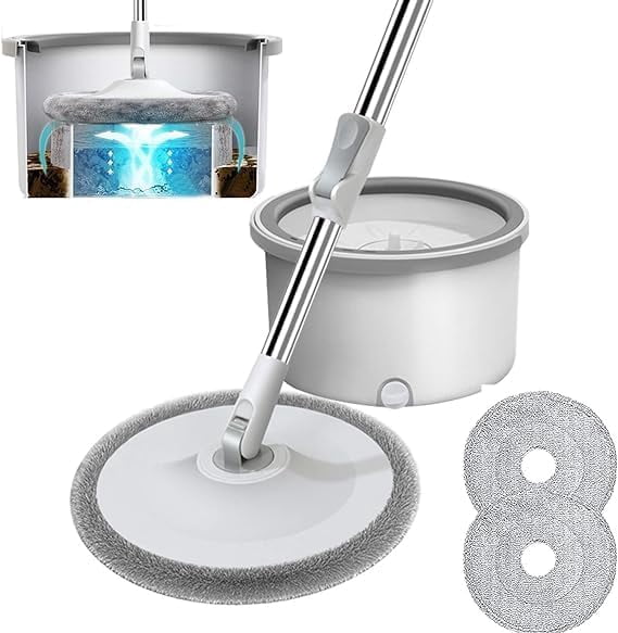 MIXEN Round Shape Mop Head Clean Water Spin Mop with Separate Water ...