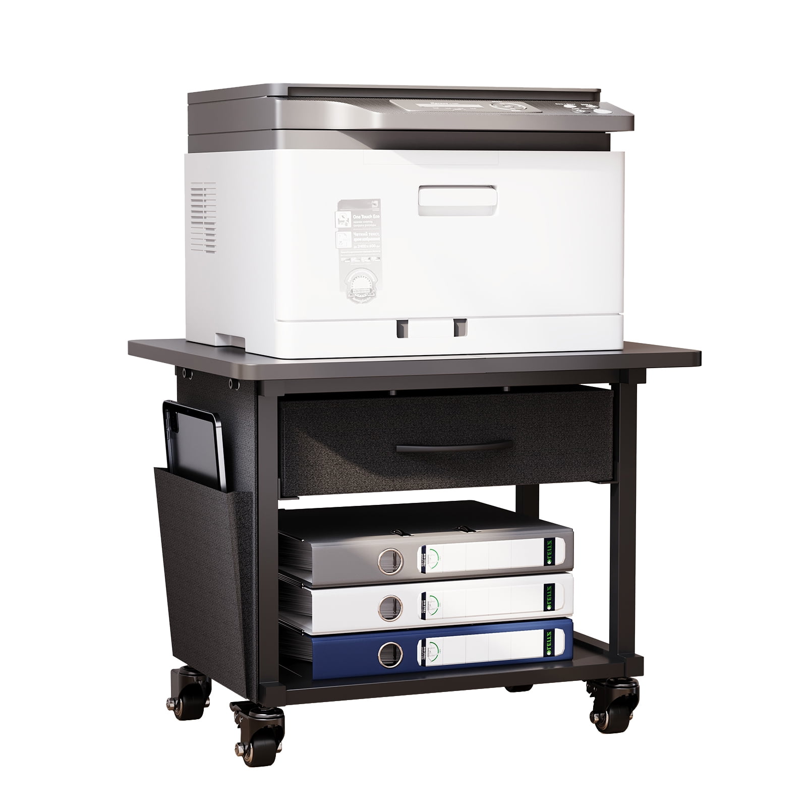MIXISAV 2-Tier Printer Stand with Storage Drawer | Under Desk Rolling ...