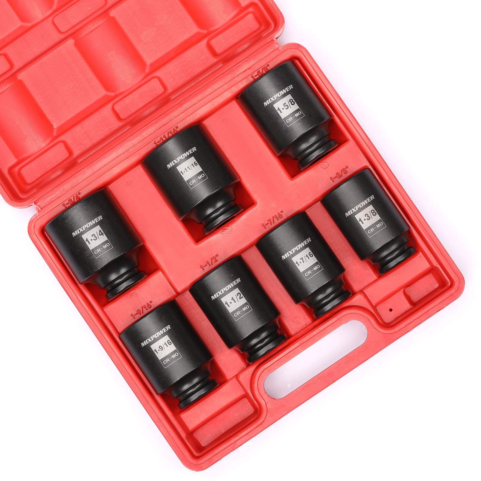 MIXPOWER 1/2-inch Drive Deep Impact Socket Set, inch, Cr-Mo, 6-Point, 1 ...