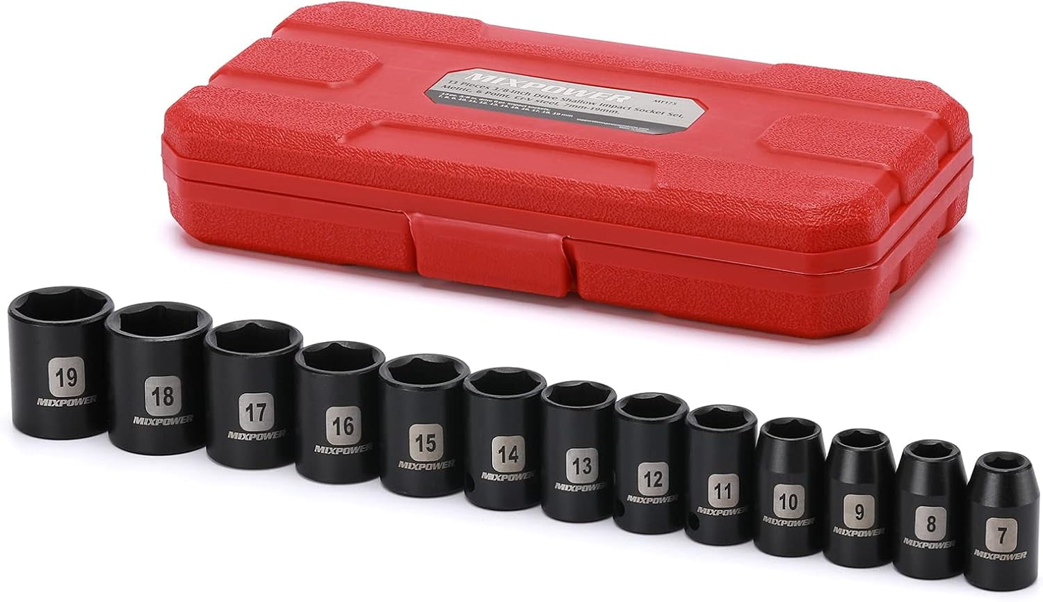 MIXPOWER 13 Pieces 3/8-Inch Drive Shallow Impact Socket Set - Walmart.com