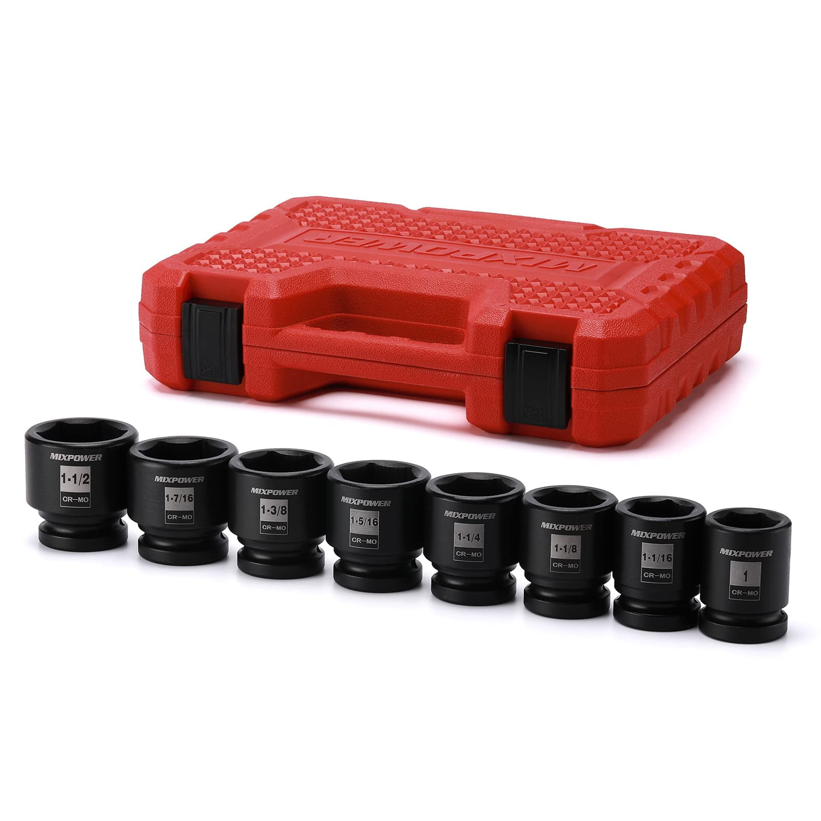 MIXPOWER 8 Pieces 3/4" Drive Shallow Impact Socket Set 6 Point, 1" to 1 ...