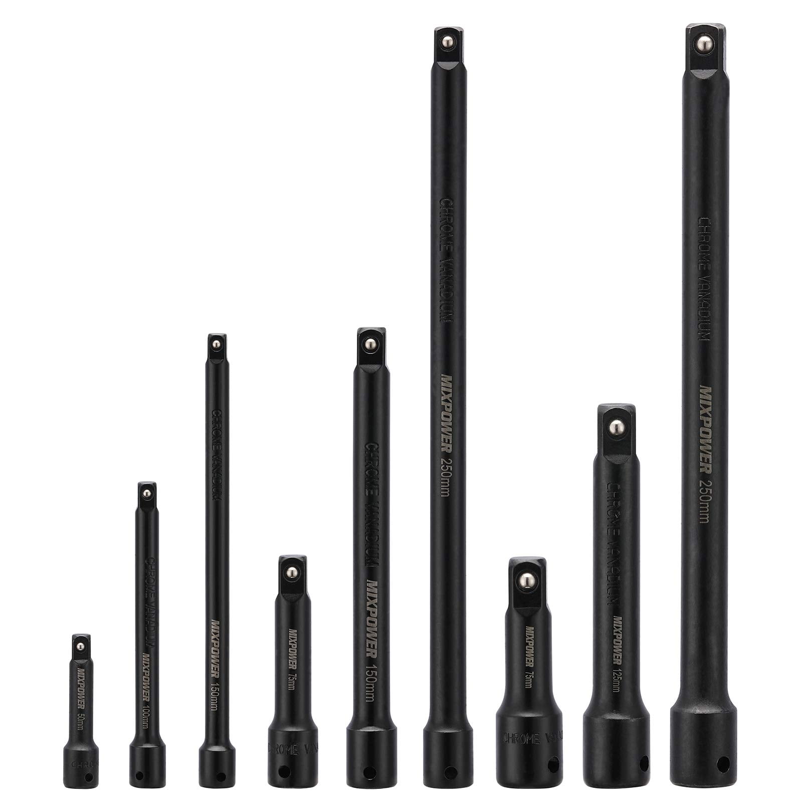MIXPOWER 9-Piece Extension Bar Set, 1/4", 3/8" and 1/2" Drive Socket ...