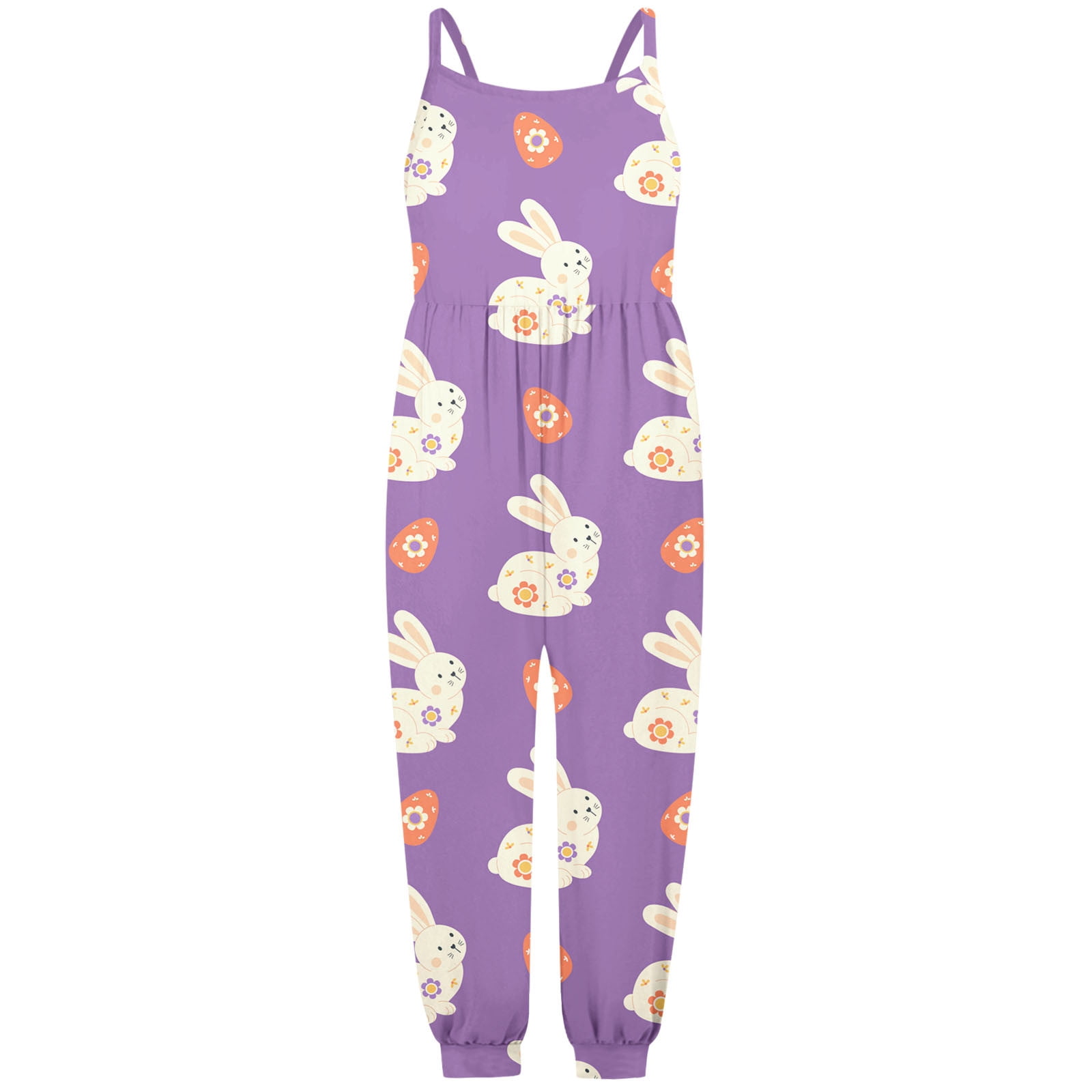 MIXUE Girls Jumpsuits & Rompers Kids Summer Rabbit Print Spaghetti ...