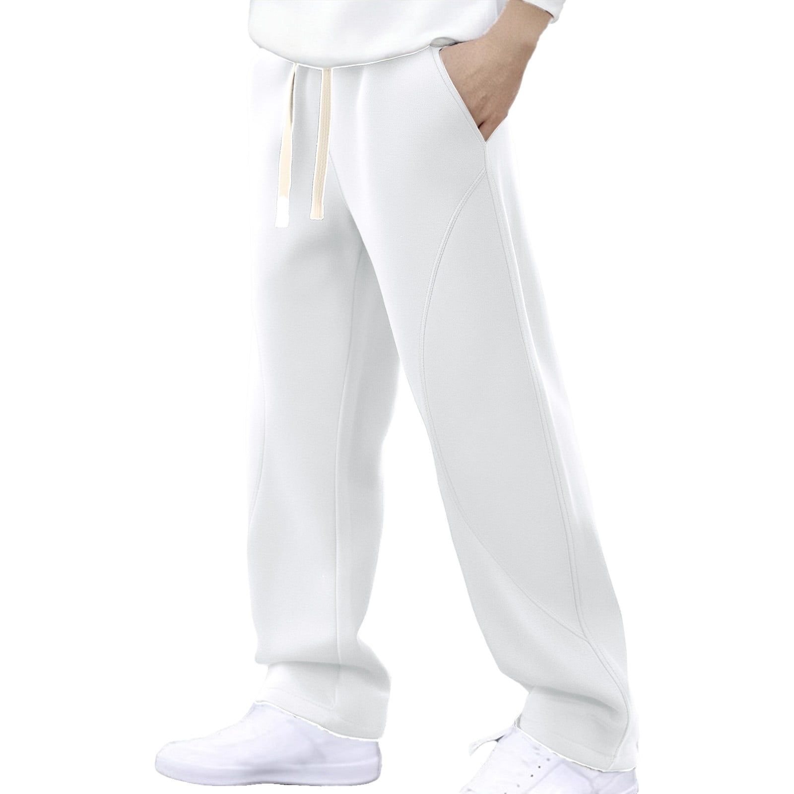 MIXUE Mens Cargo Pants Solid Color Draw Rope Loose Casual Lazy ...