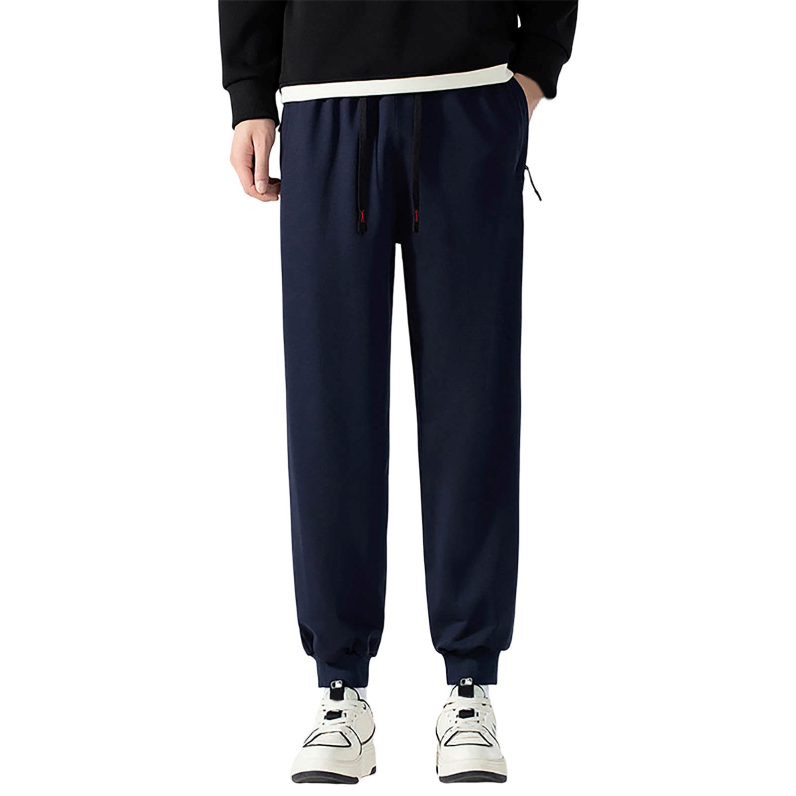 MIXUE Mens Cargo Pants Solid Color Thick Jogging Bottoms With Loose Fit ...