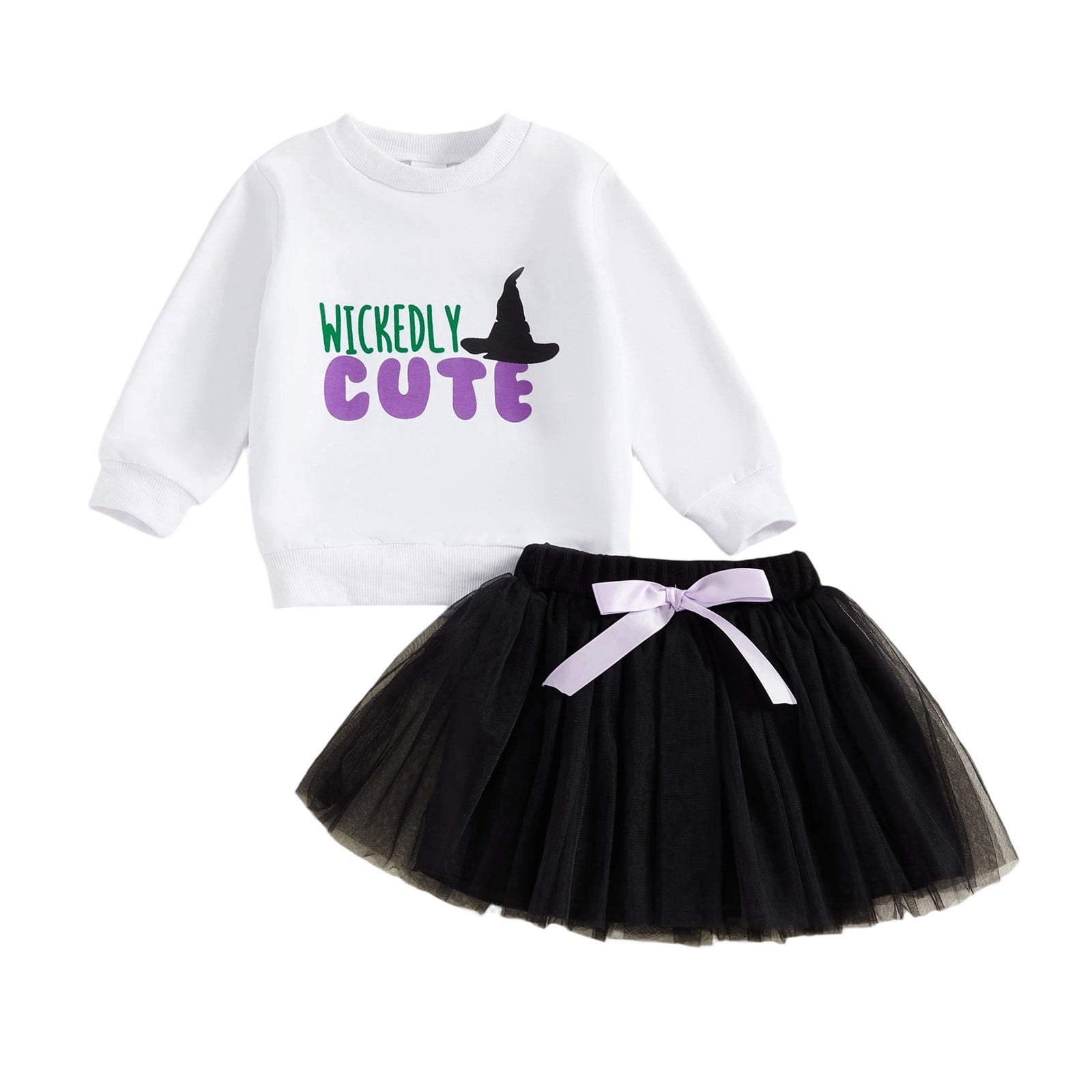 MIXUE Toddler Girls Outfits Sets Cute Halloween Letters Print Hoodies ...
