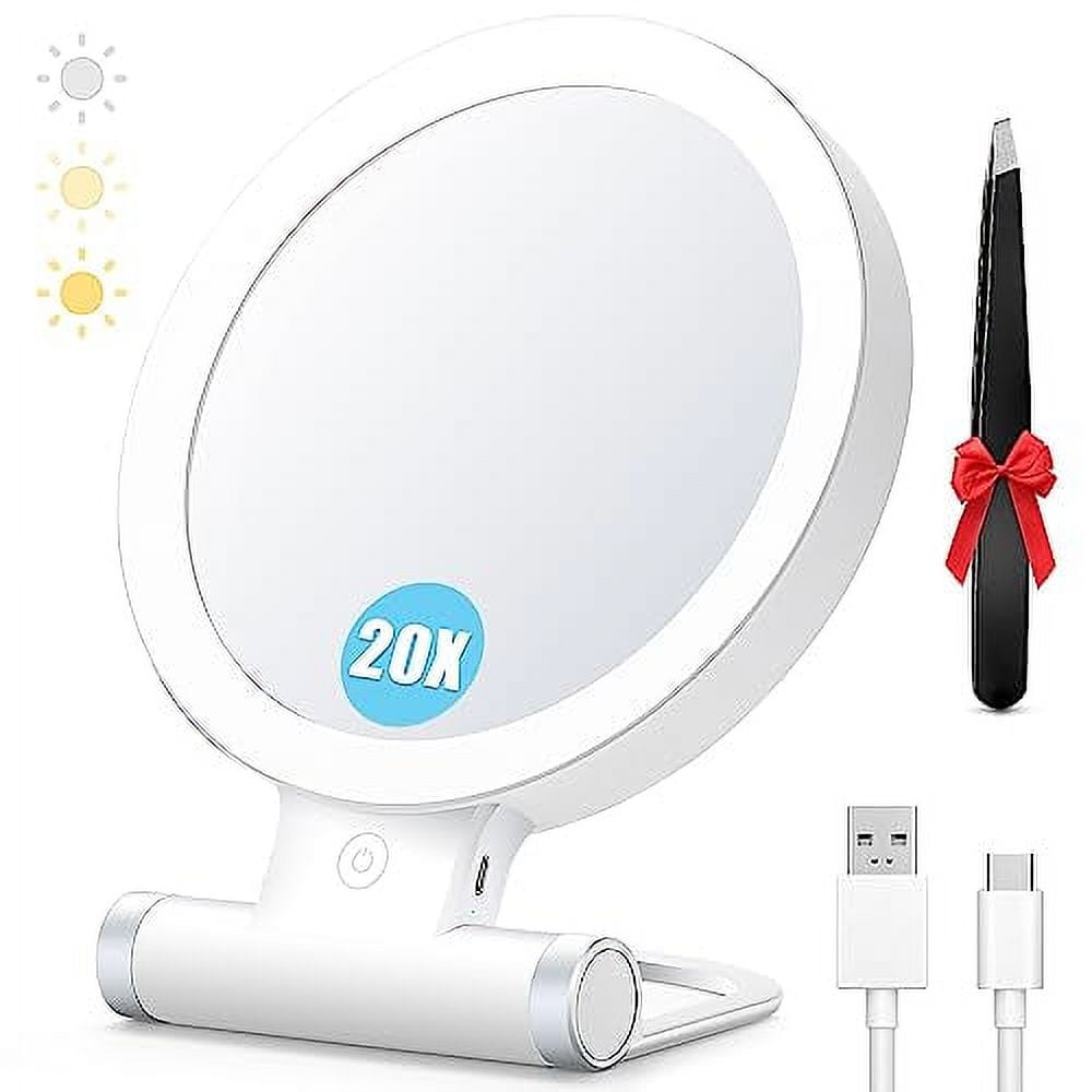 MIYADIVA 20X Magnifying Mirror with Light, Travel Magnifying Mirror, 1X ...