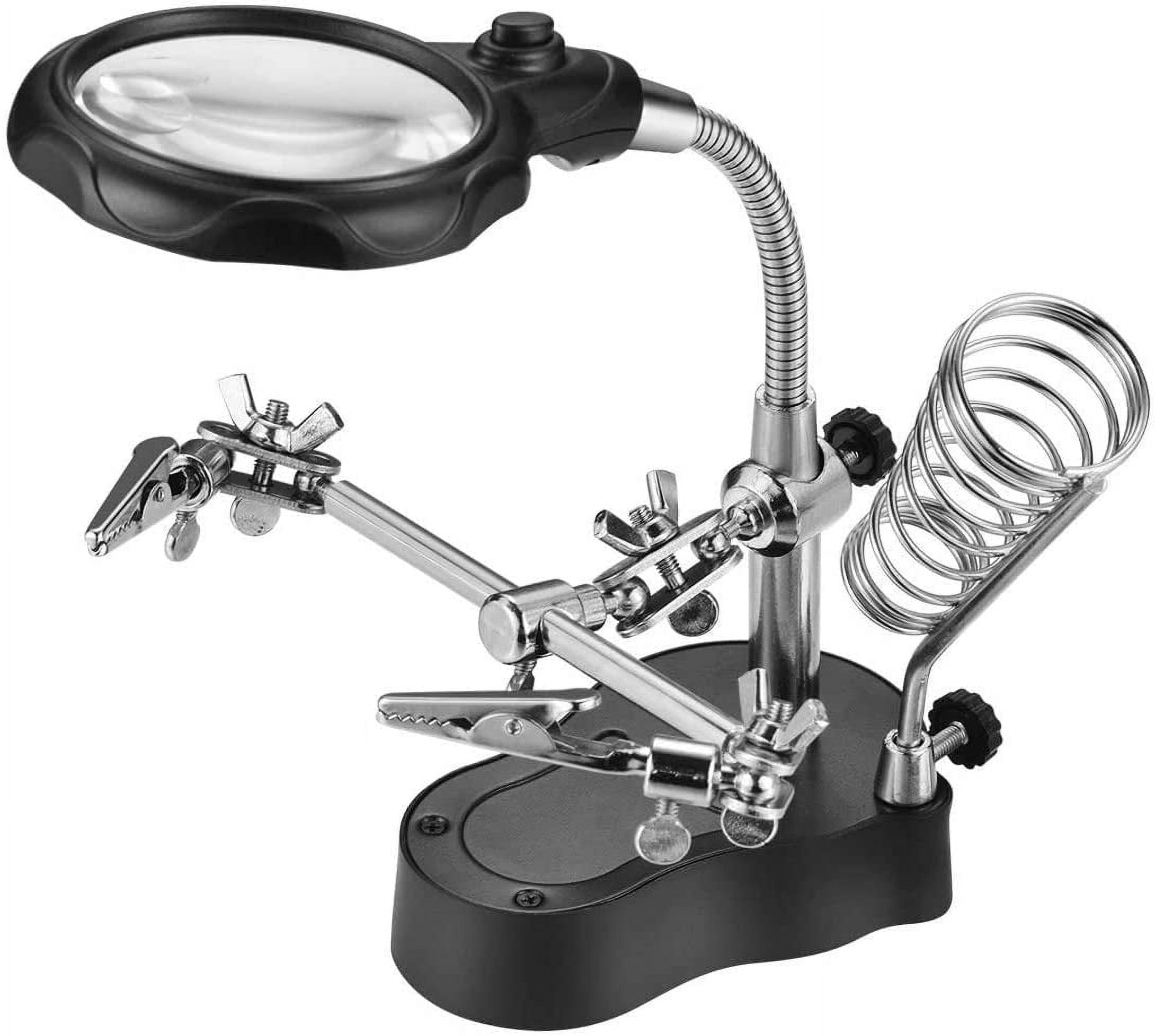 MIYAKO Adjustable Helping Hand for Soldering with LED Light and 12X ...