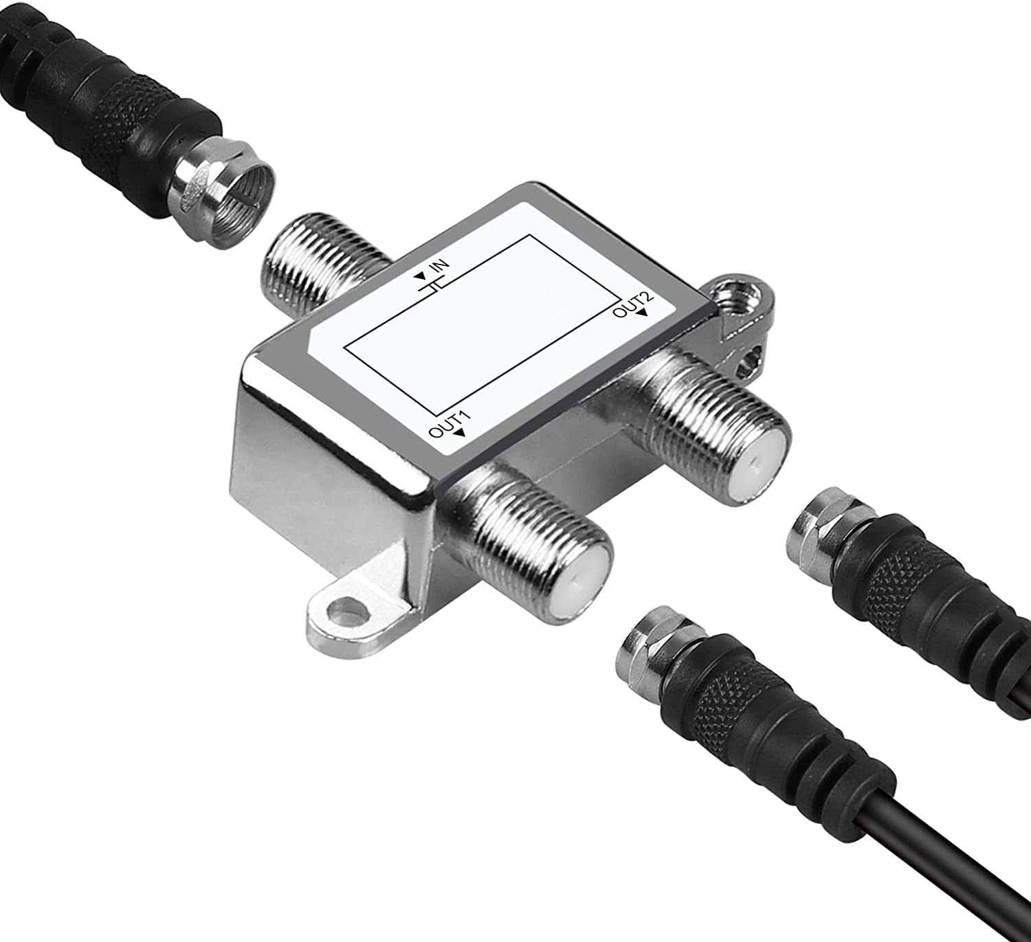 MIYAKO USA Digital 2-Way Coaxial Cable Splitter 5-2400MHz, RG6 ...