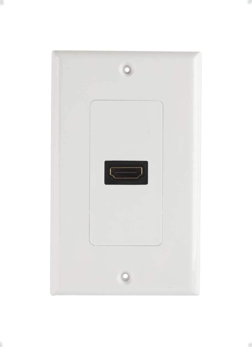 MIYAKO USA Single HDMI Wall Plate (1 Port) Female HDMI Outlet - White ...