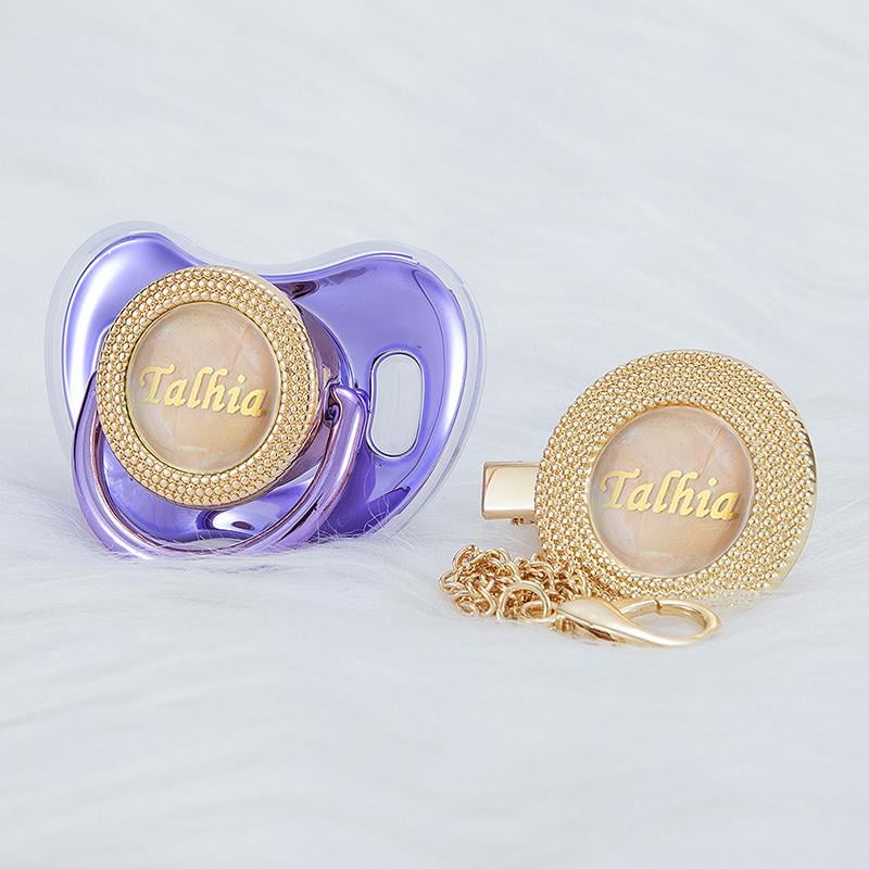 MIYOCAR Custom Gold Bling Baby Pacifier with Personalized Clip for ...