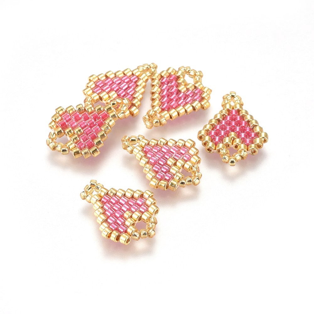 MIYUKI & TOHO Handmade Japanese Seed Beads Links Loom Pattern Heart Hot ...