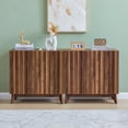 30.7" Fluted Sideboard & Buffet Cabinet, Set of 2 Walnut Wood Storage ...