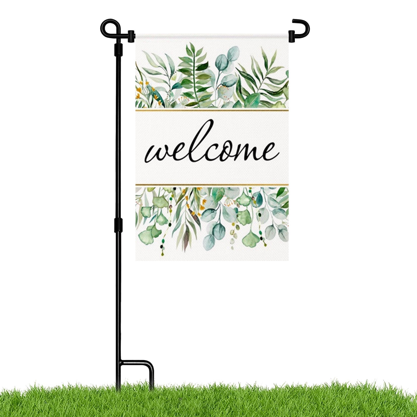 MIZHONA 28" x 40" Burlap Spring Garden Flag,Double-Sided Green Leaves ...