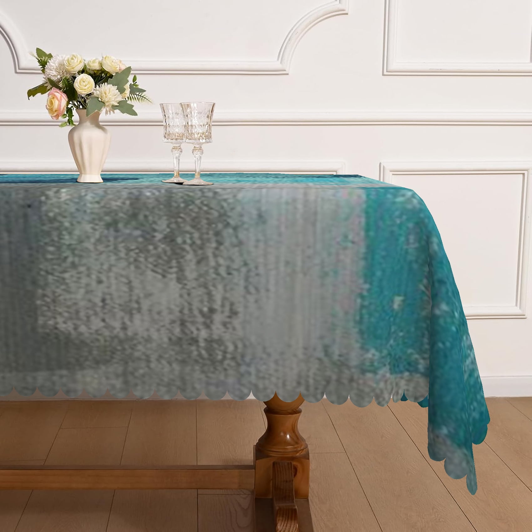 MIZHONA Blue Grey Tablecloth Rectangle,Rustic Contury Table Cloth for ...