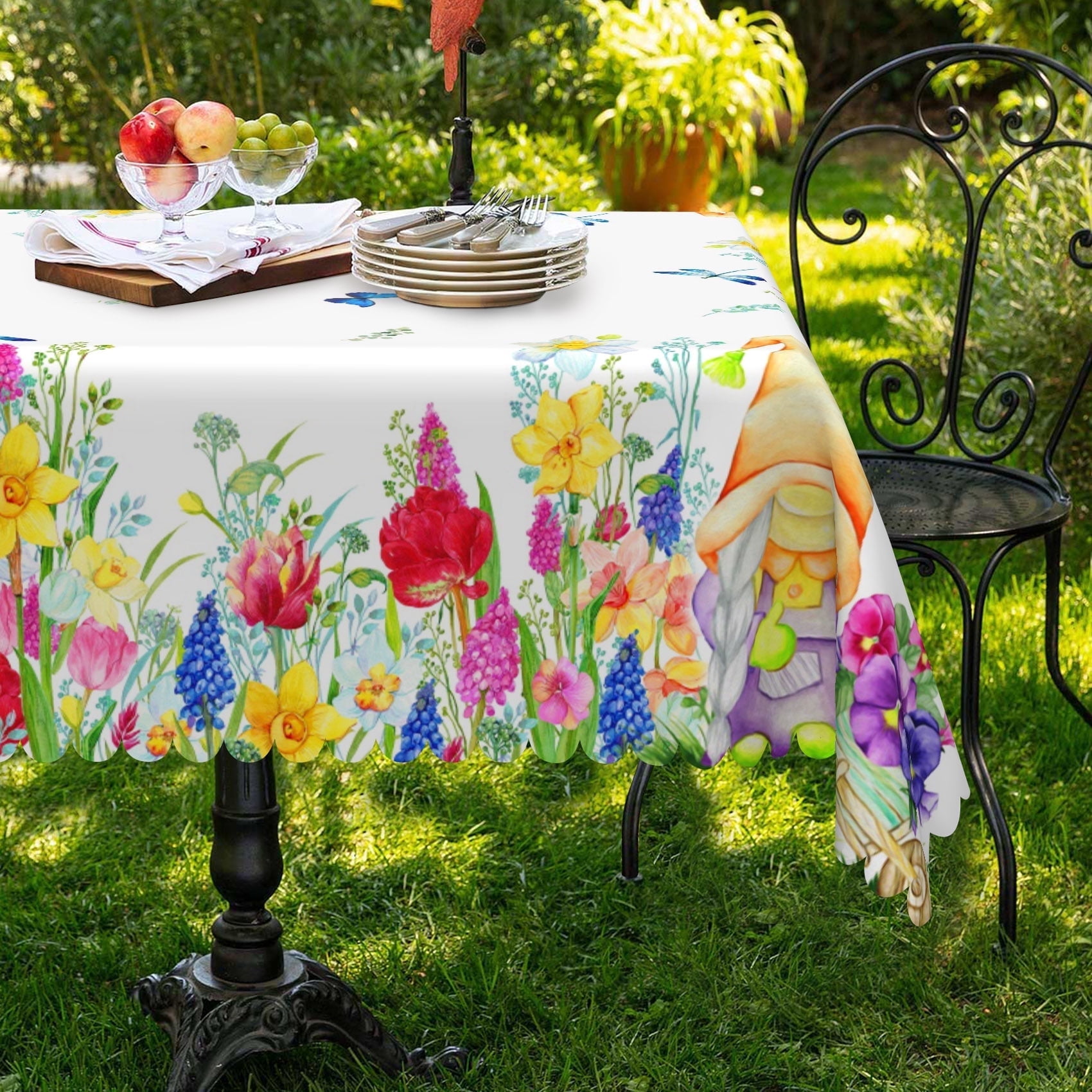 MIZHONA Colorful Wildflower Rectangle Tablecloth for Table Red Floral ...