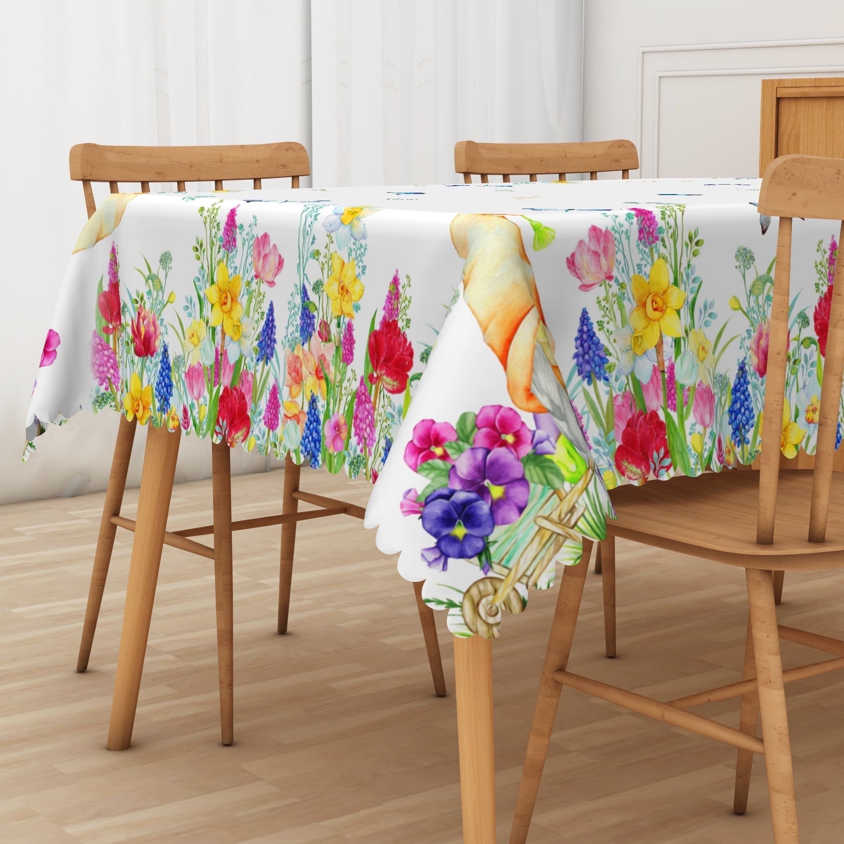 MIZHONA Colorful Wildflower Rectangle Tablecloth for Table Red Floral ...