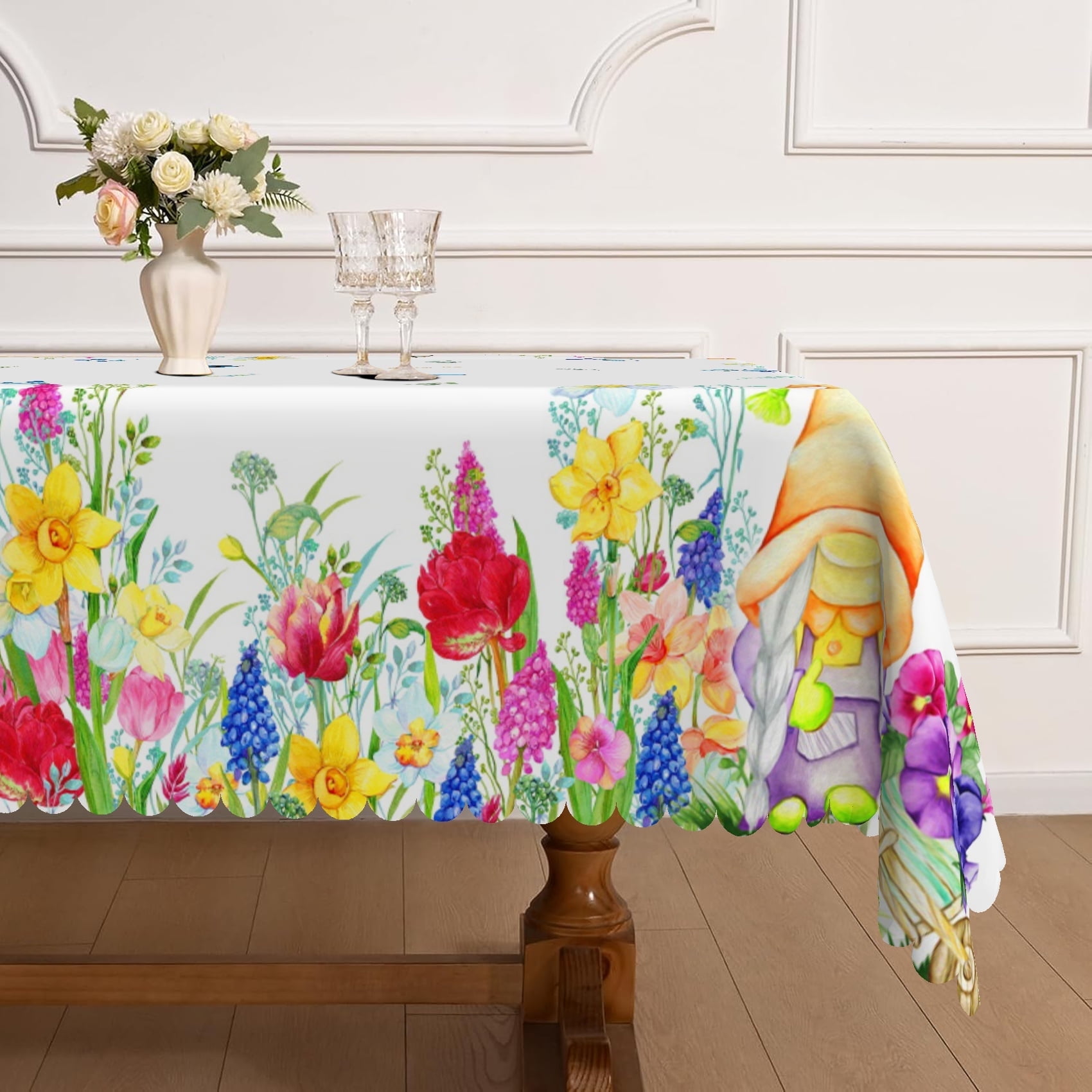 MIZHONA Floral Rectangle Tablecloth Colorful Table Cloth for Dinning ...
