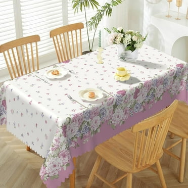MIZHONA Vintage Pink Floral Rectangle Tablecloth for Table Yellow ...