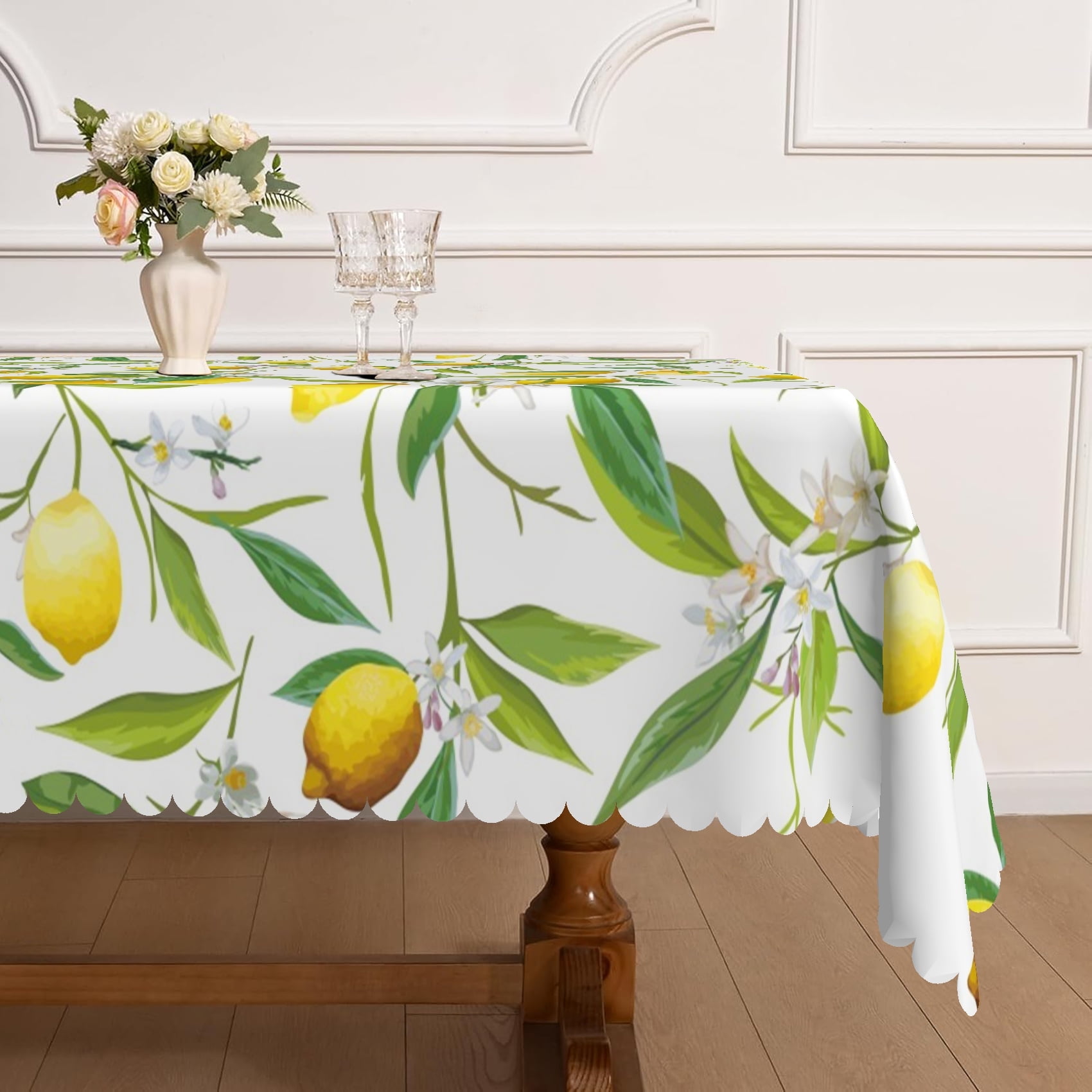 MIZHONA Yellow Lemon Tablecloth Rectangle,Summer Fruit Table Cover for ...