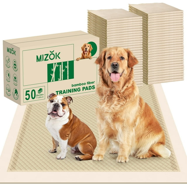 MIZOK Dog Pee Pads Large 28X34in ATT1Bamboo Dog Pads Odor Eliminating ...