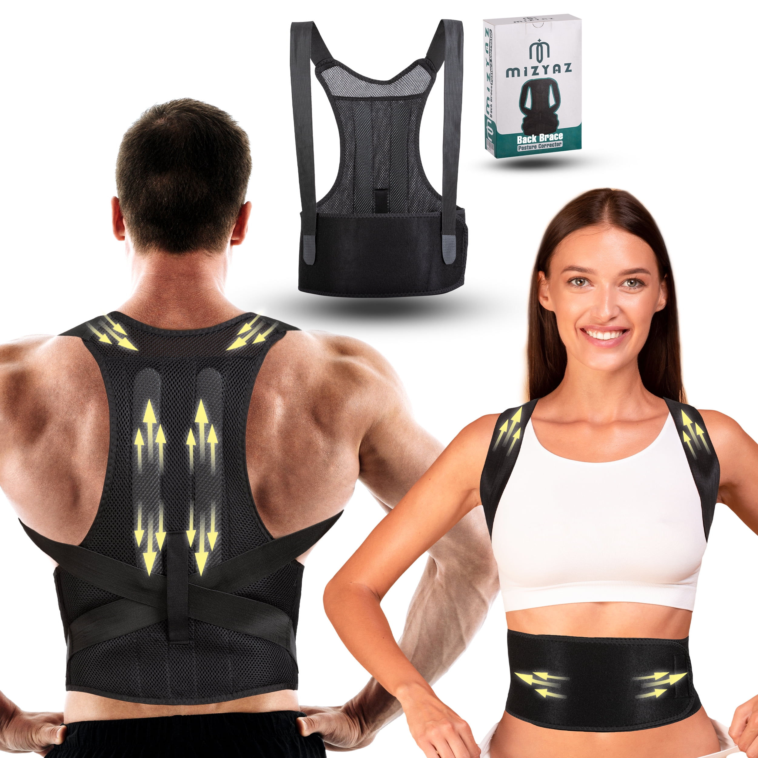 MIZYAZ Posture Corrector for Men & Women, Breathable Back Straightener ...