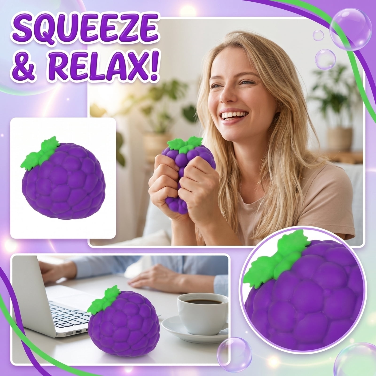 MInHoues Squeezable Stress Relief Toy Soft Tactile Sensory Squeeze ...